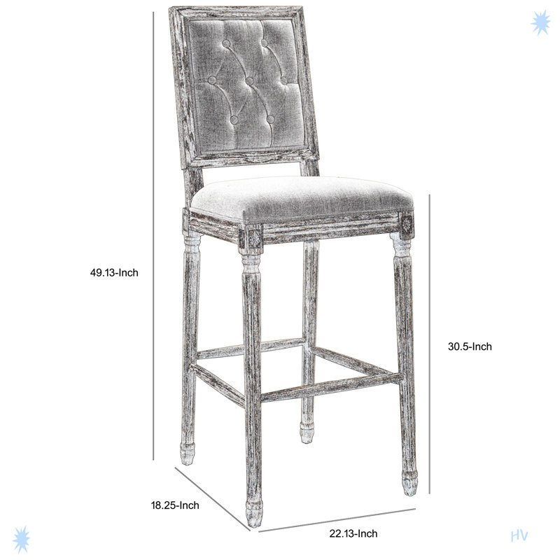 Ophelia & Co. Transitional Wooden Bar Stool With Tufted Square Back ...