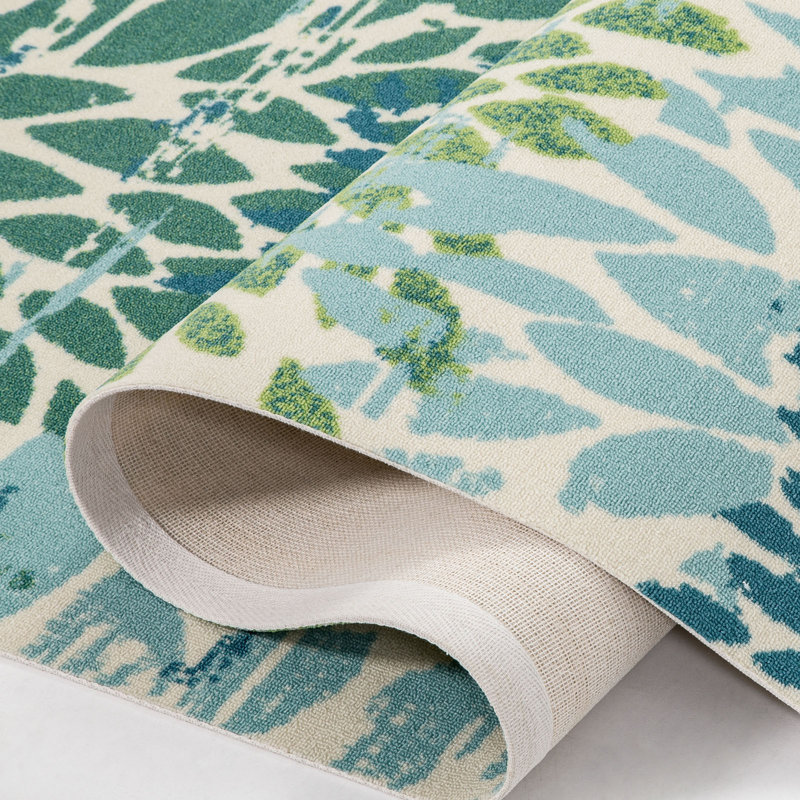 DECOMALL Sunshine Modern Plant Design Performance Outdoor Rug Green ...