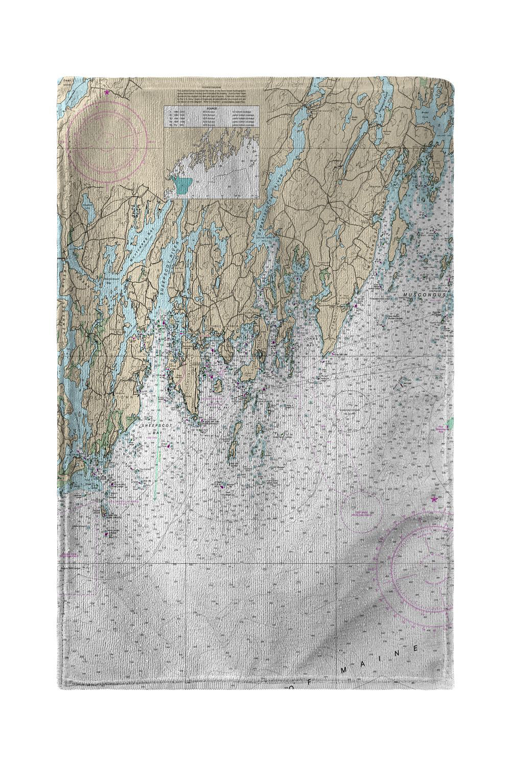 Breakwater Bay Rothley Southport - Pemaquid Nautical Map Beach Towel ...