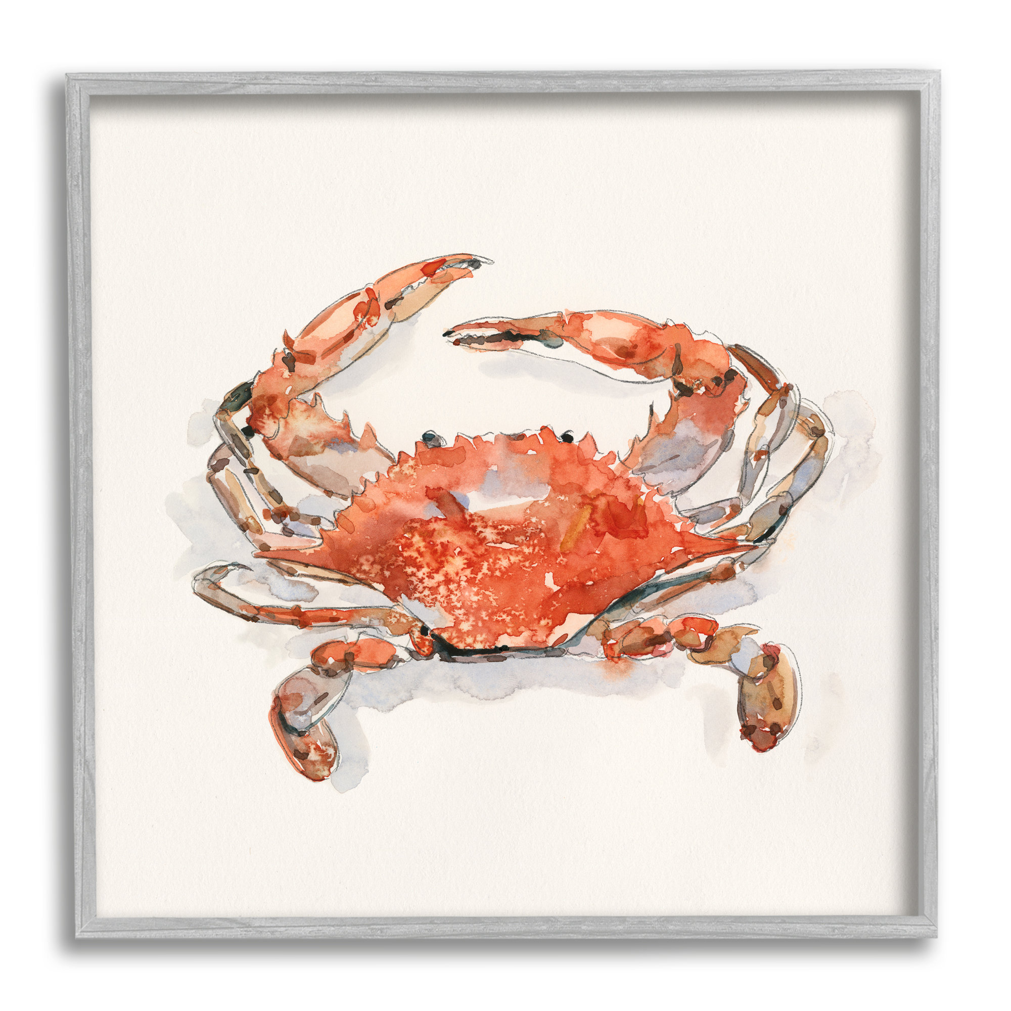 Highland Dunes Nautical Red Crab Framed Giclee Art Design By Emma ...