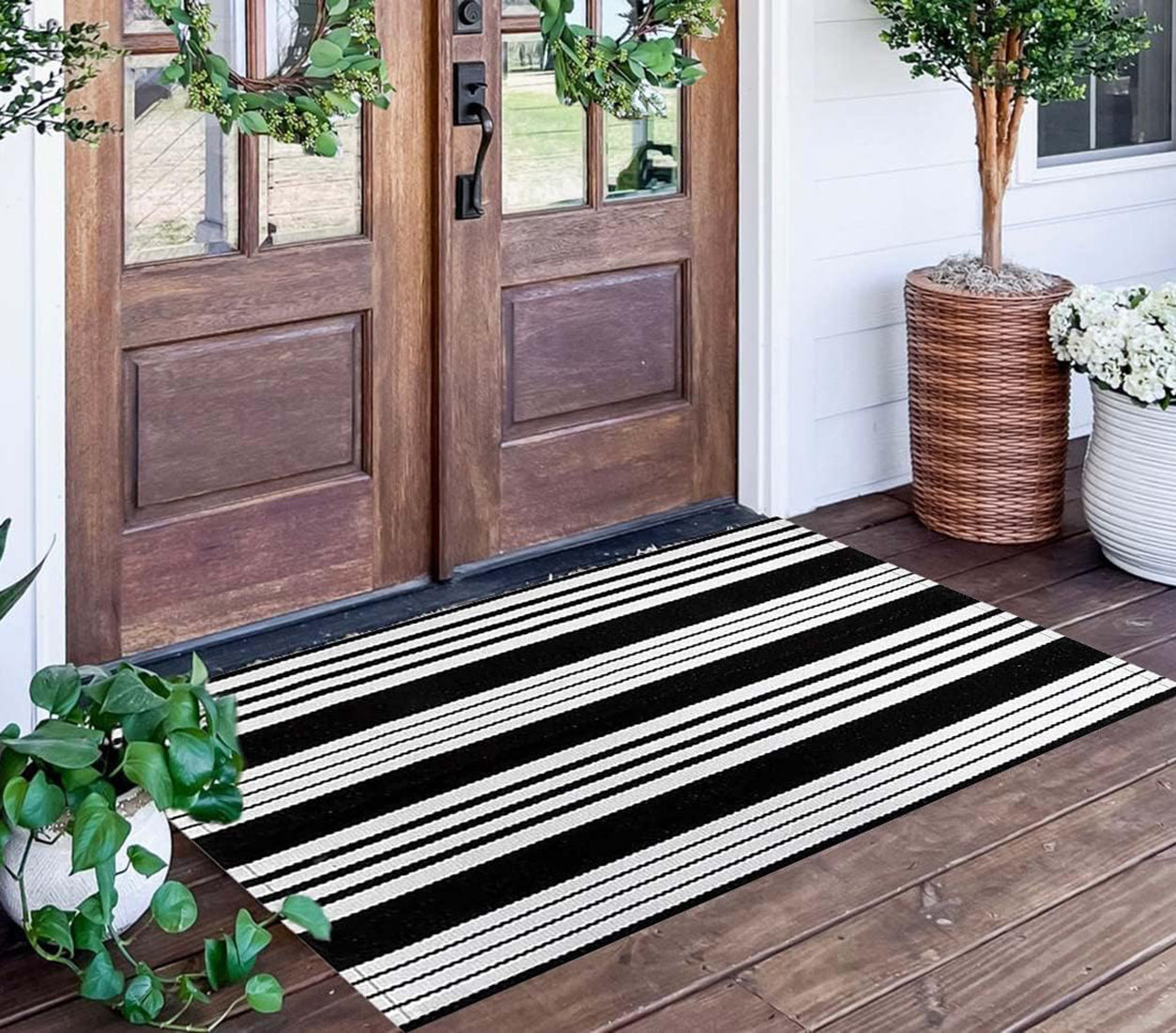 Latitude Run® Striped Outdoor Rug 2'X4',Front Porch Rug Front Door Mat ...