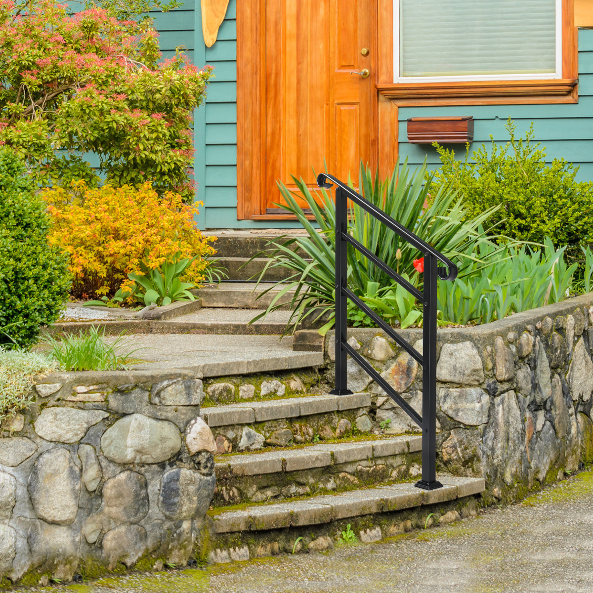 Winado Wrought Iron Handrail Fits 1 or 3 Steps & Reviews | Wayfair