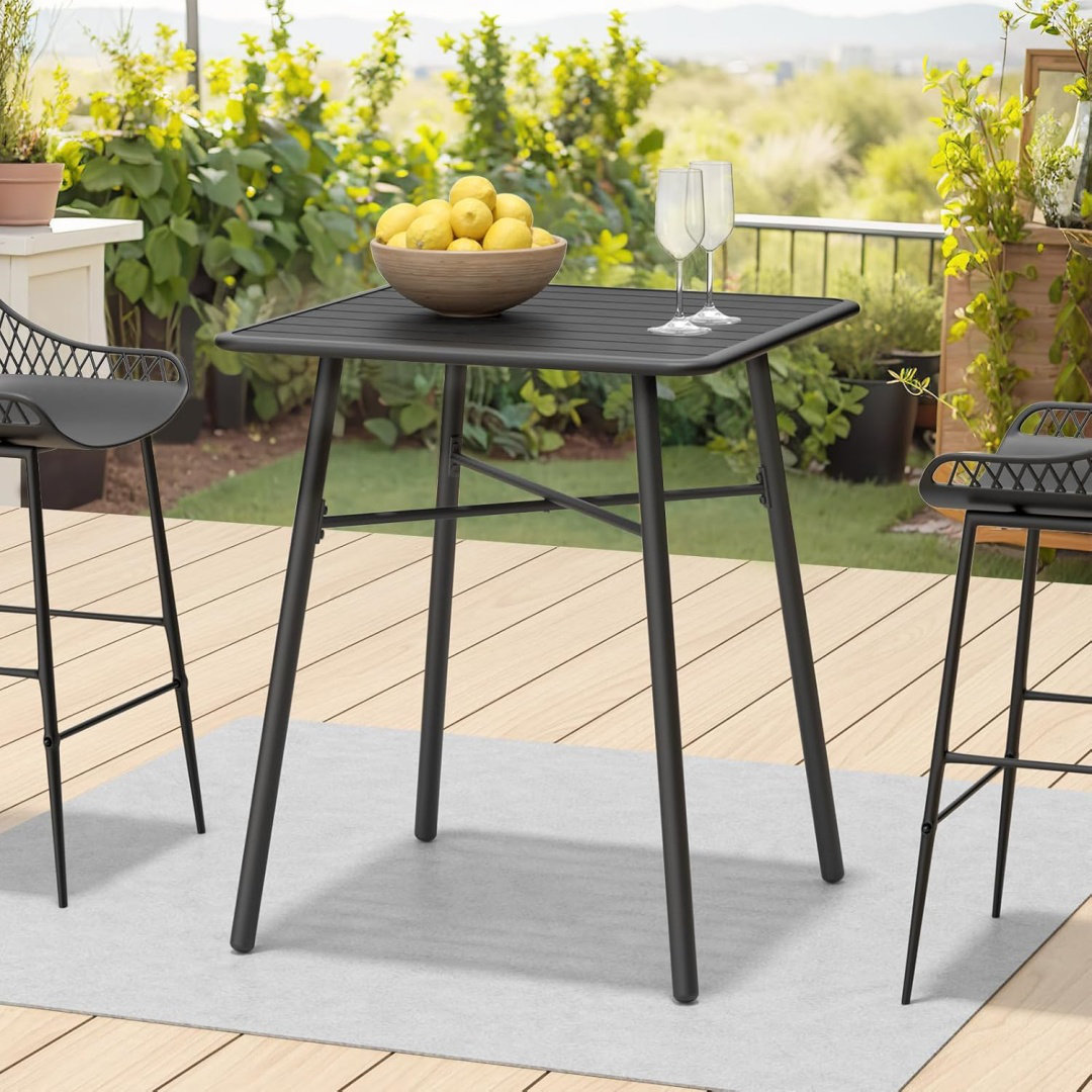 George Oliver 41" Counter Height Bar Table, Square Metal Pub Bistro ...