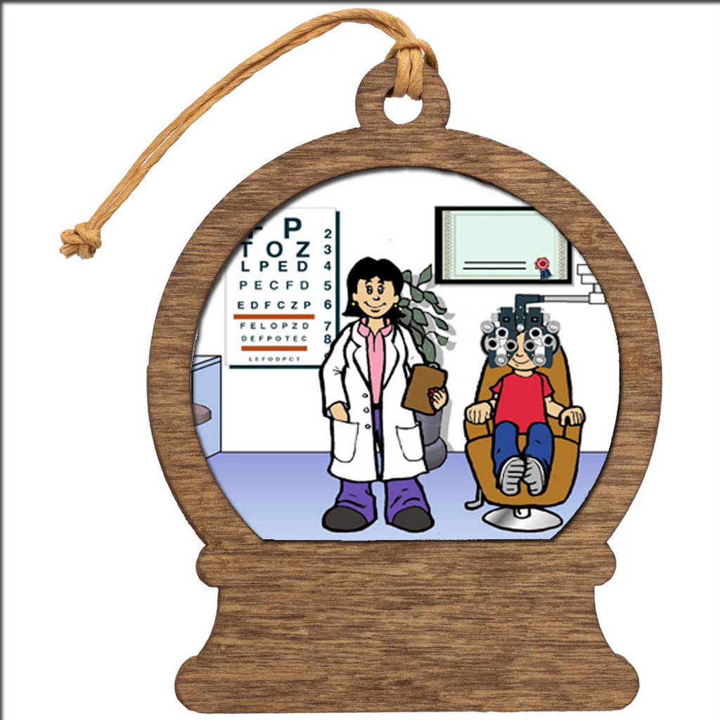 Printed Perfection Personalized Optometrist - Female Wooden Snow Globe ...