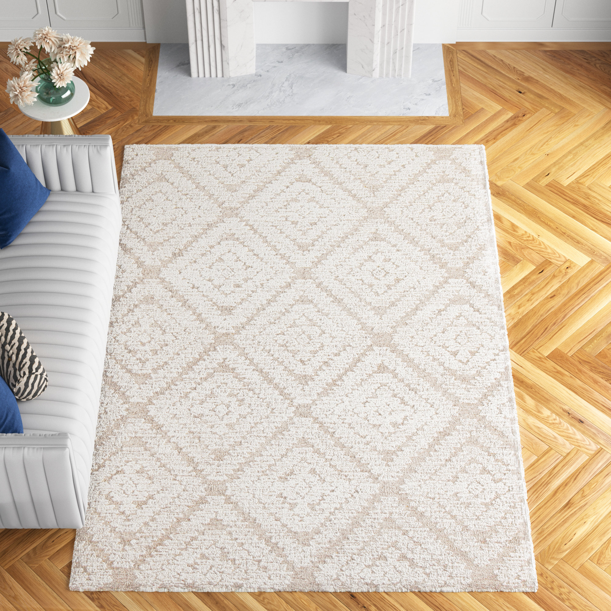 Etta Avenue™ Patricia Geometric Handmade Tufted Cotton/Wool Beige Area ...
