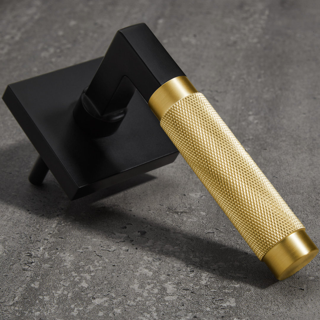 Explore Hardware Geneva Solid Brass Matte Black Door Lever with Satin ...