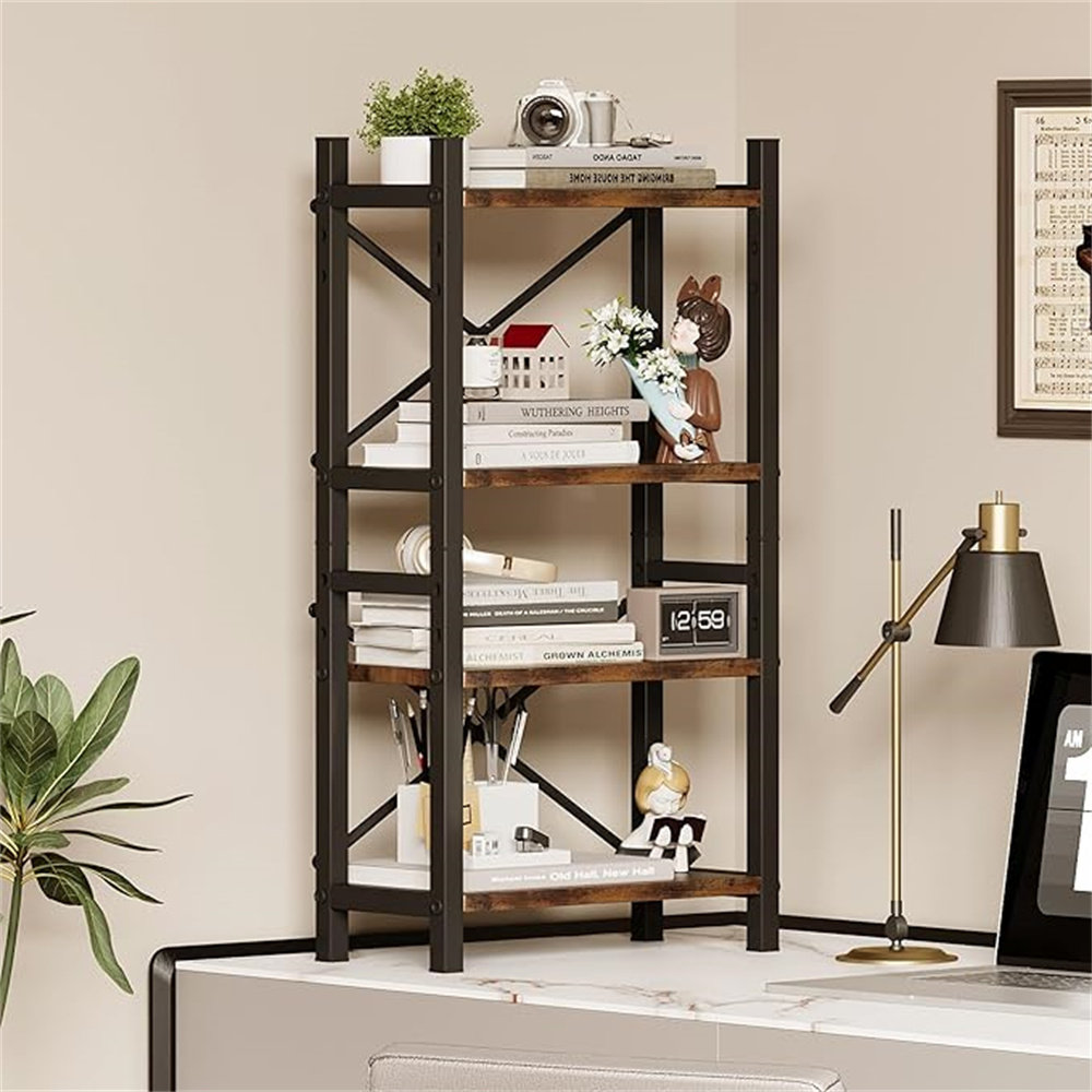 17 Stories 4-Tier Stackable Narrow Desk Small Bookcase, Adjustable ...