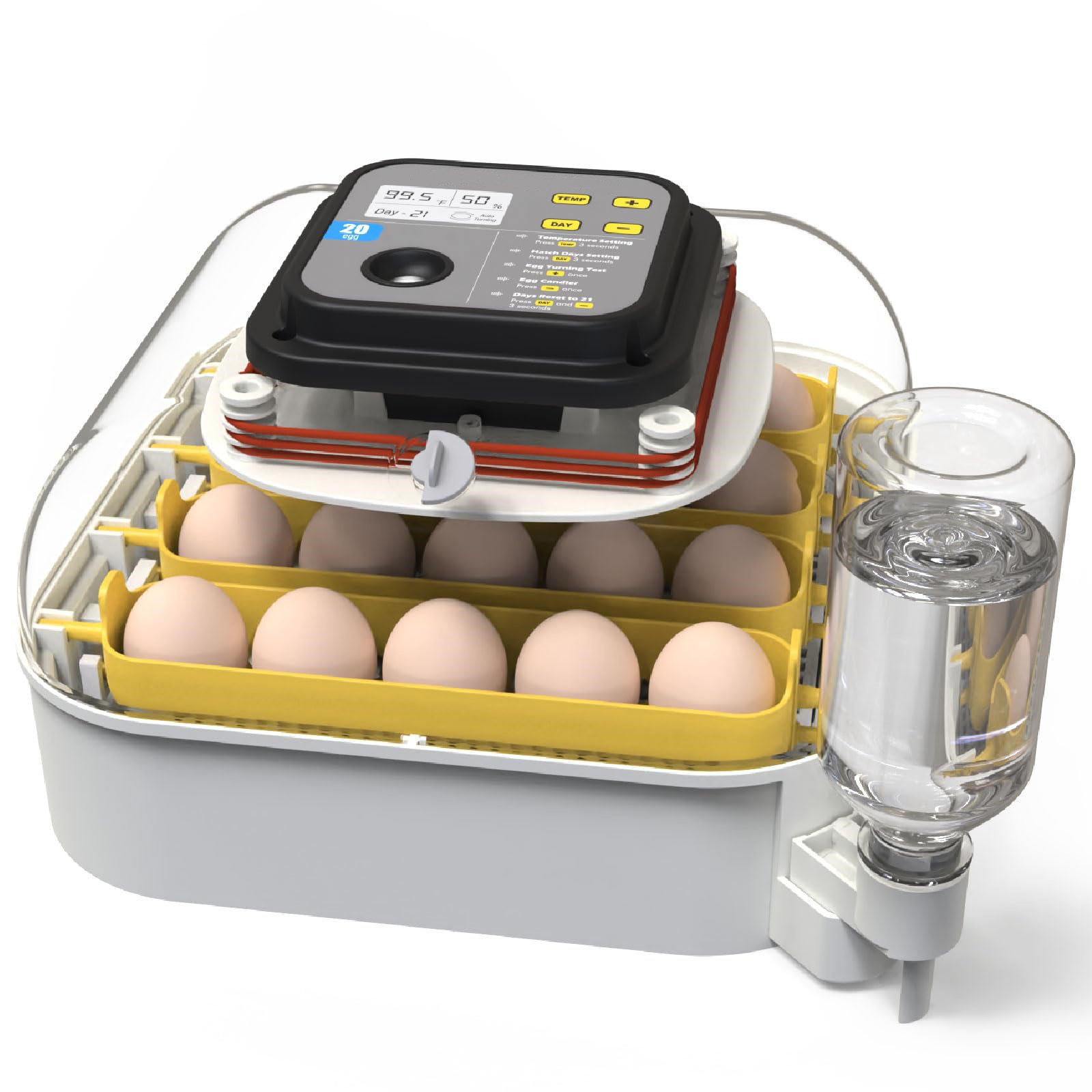 Latitude Run® 20 Egg Incubator With Humidity Display, Egg Candler, Automatic Egg Turner, For ...
