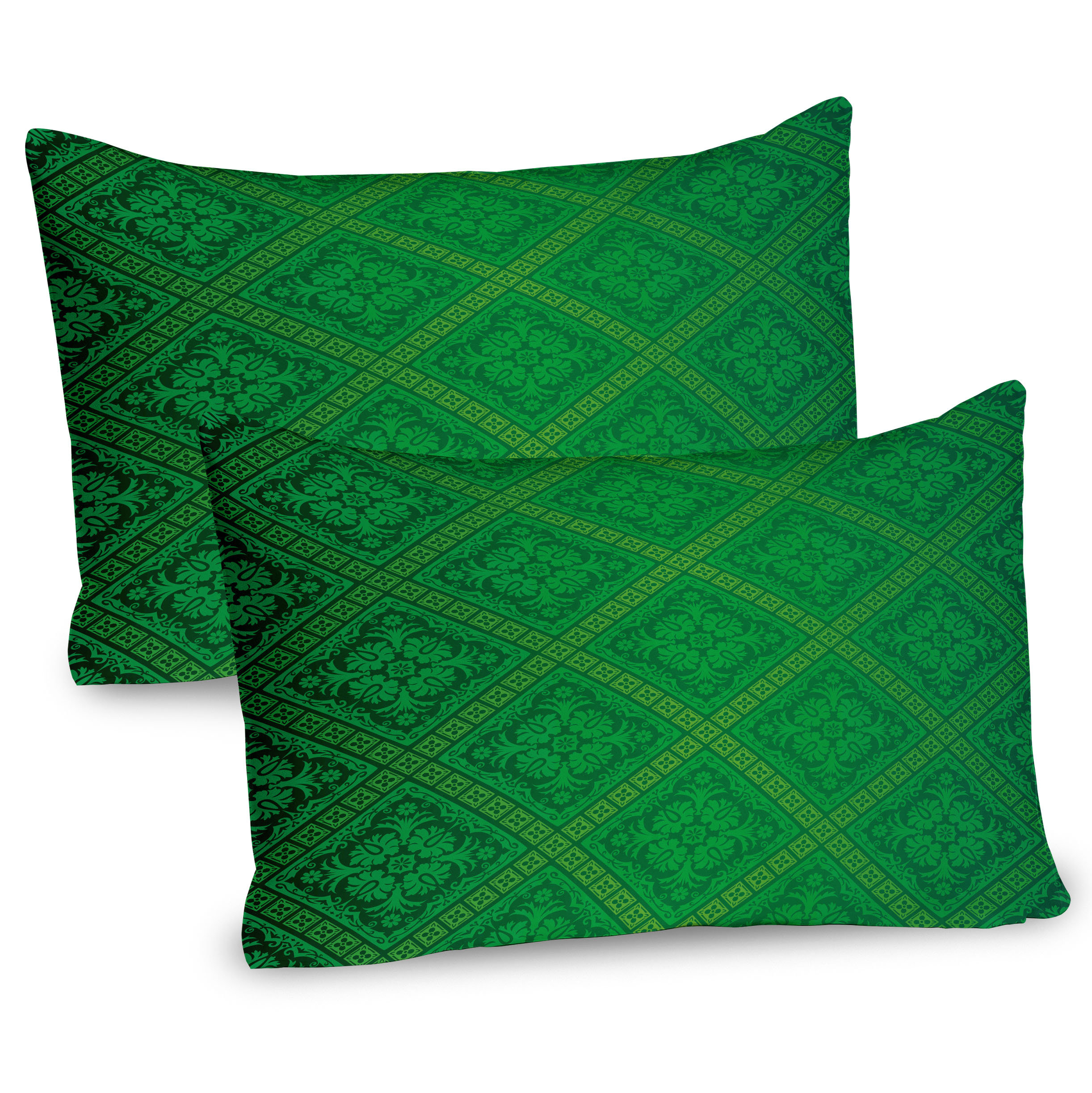 Ambesonne Green Pillow Sham 2 Pack Vector Foliage Pattern Forest Green ...