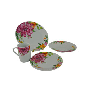 Three Star Im/Ex Inc. Floral Dinnerware Set - Service for 4 with Flower ...