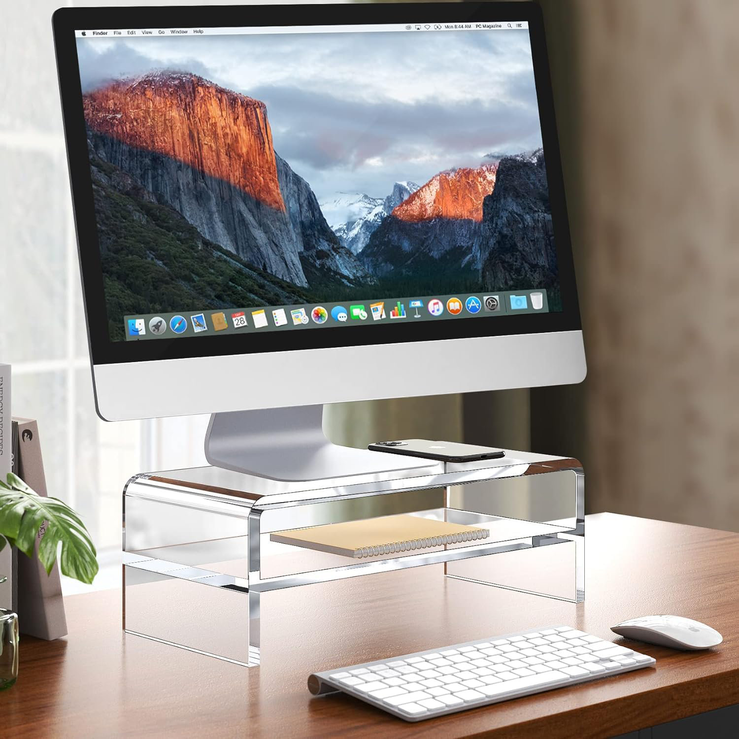 Wrought Studio™ Clear Acrylic Monitor Stand Riser 2 Tier, 5.12 Inches ...