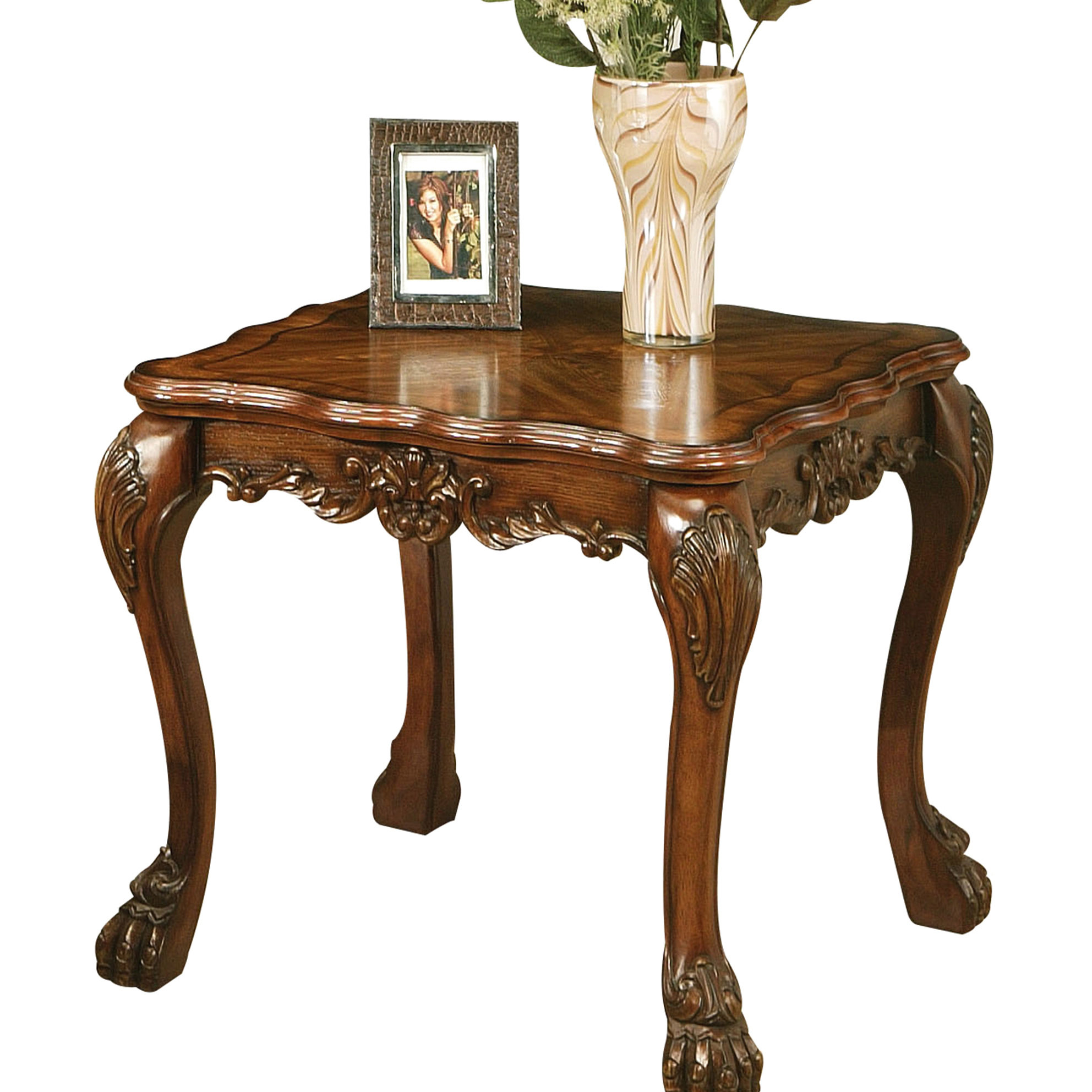 Astoria Grand Cherry Oak End Table With Oversized Claw Leg, Solid Wood ...