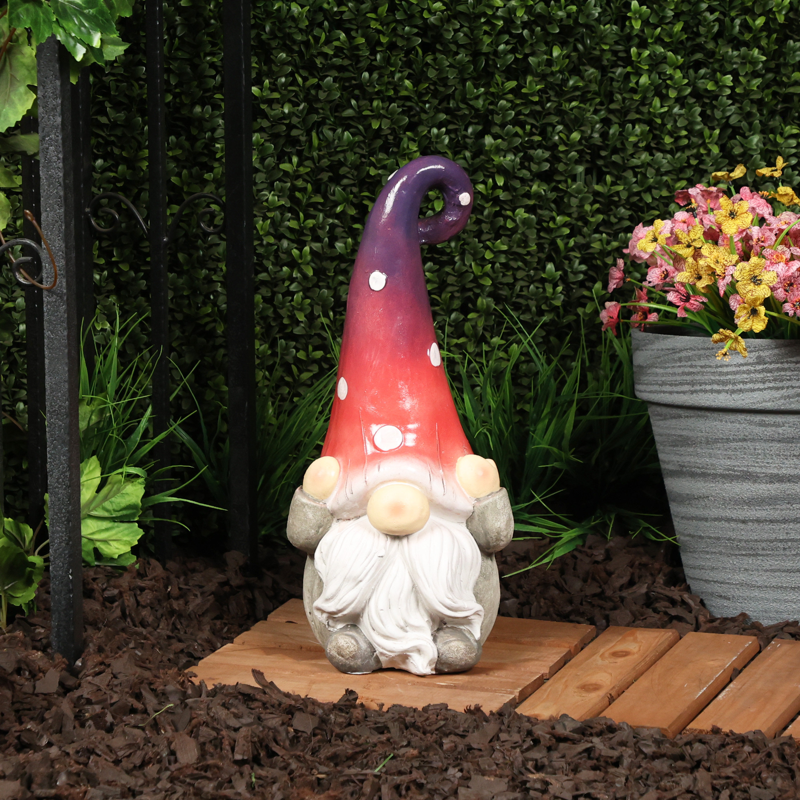Alpine Gnome Covering Ears with Purple Ombre Hat - Wayfair Canada