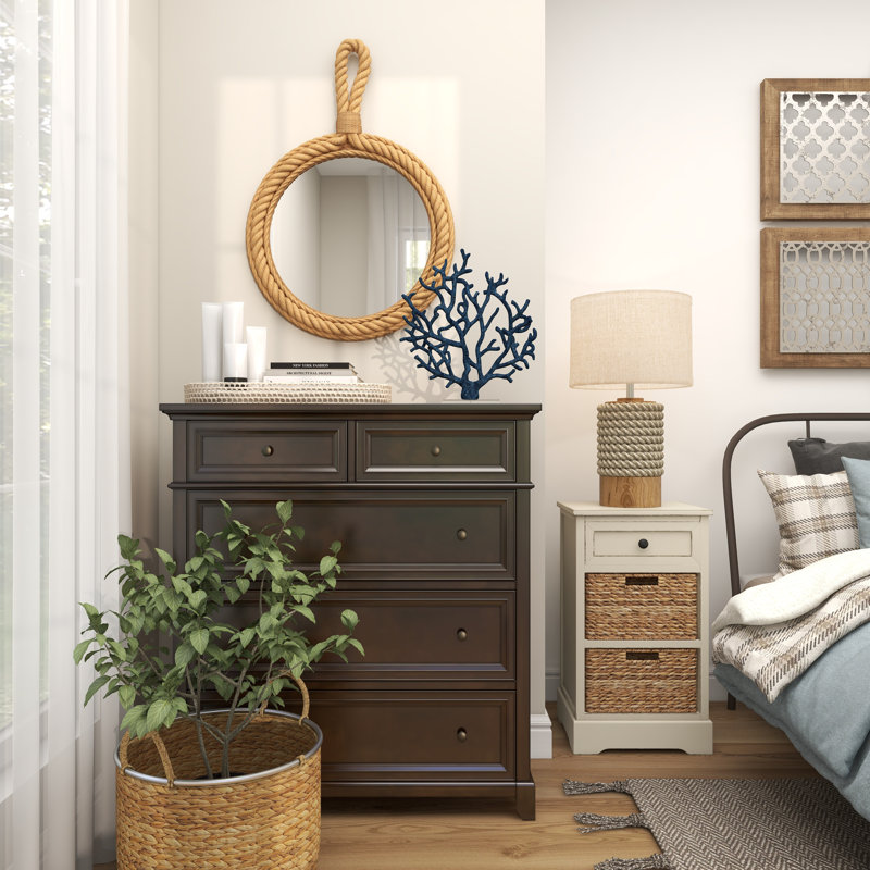 Highland Dunes Jute Rope Small Twisted Rope Room Wall Mirror with ...