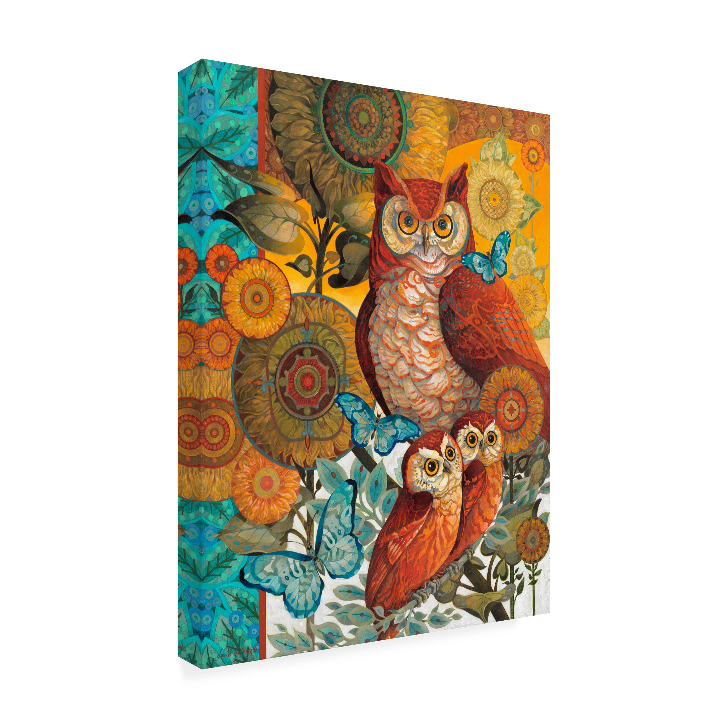 Loon Peak® Patak Owls In Bloom On Canvas by David Galchutt Print | Wayfair