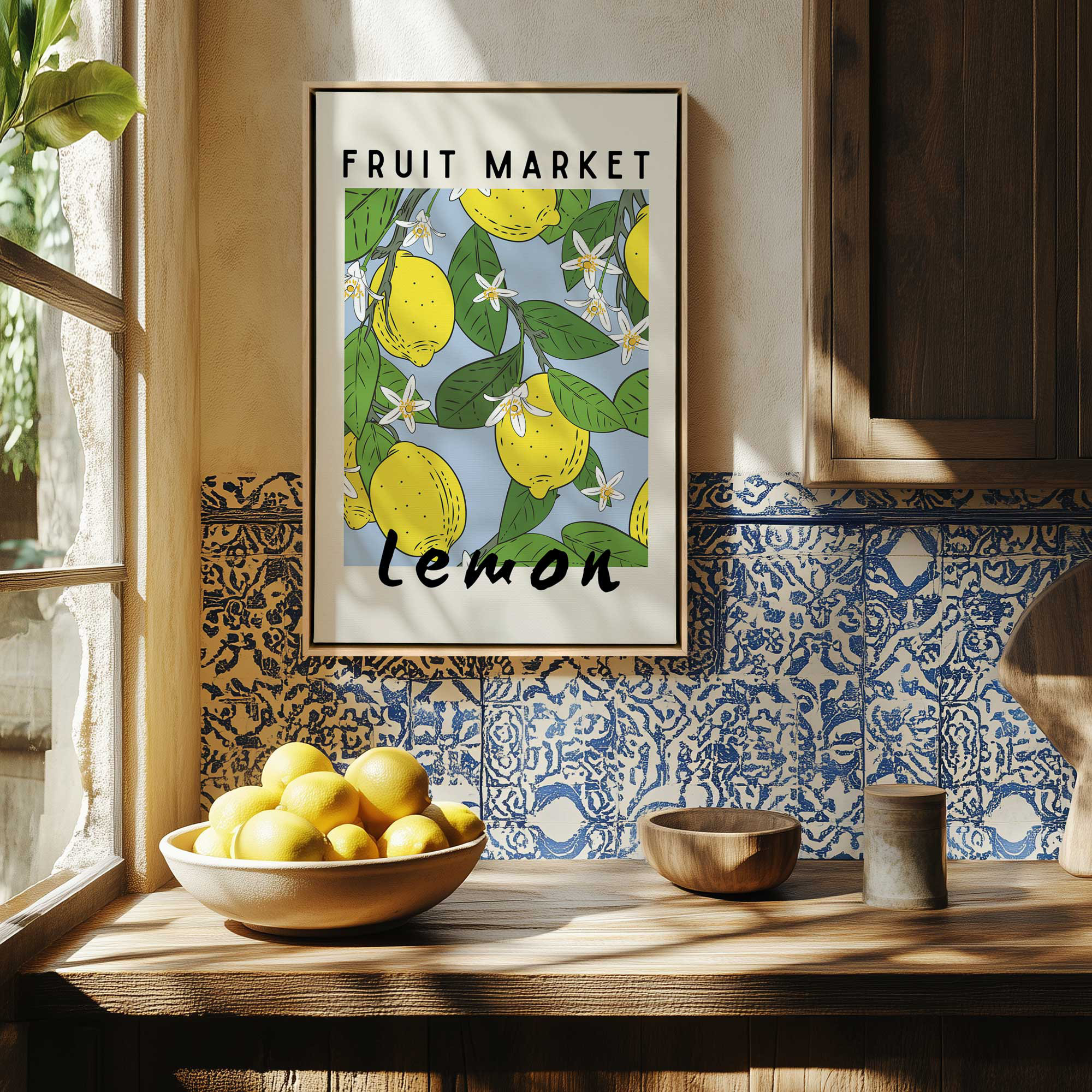 August Grove® Lemon Fruit Market Poster Canvas Print in a Frame | Wayfair