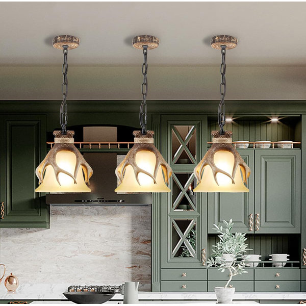 Loon Peak® Mini Farmhouse Deer Horn Antler Pendant Light Fixture ...