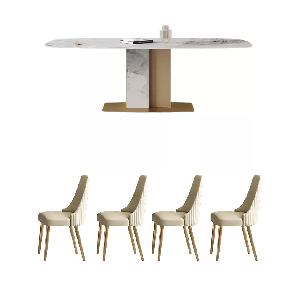 A Zoetic Home Sintered stone rectangle dining table set | Wayfair