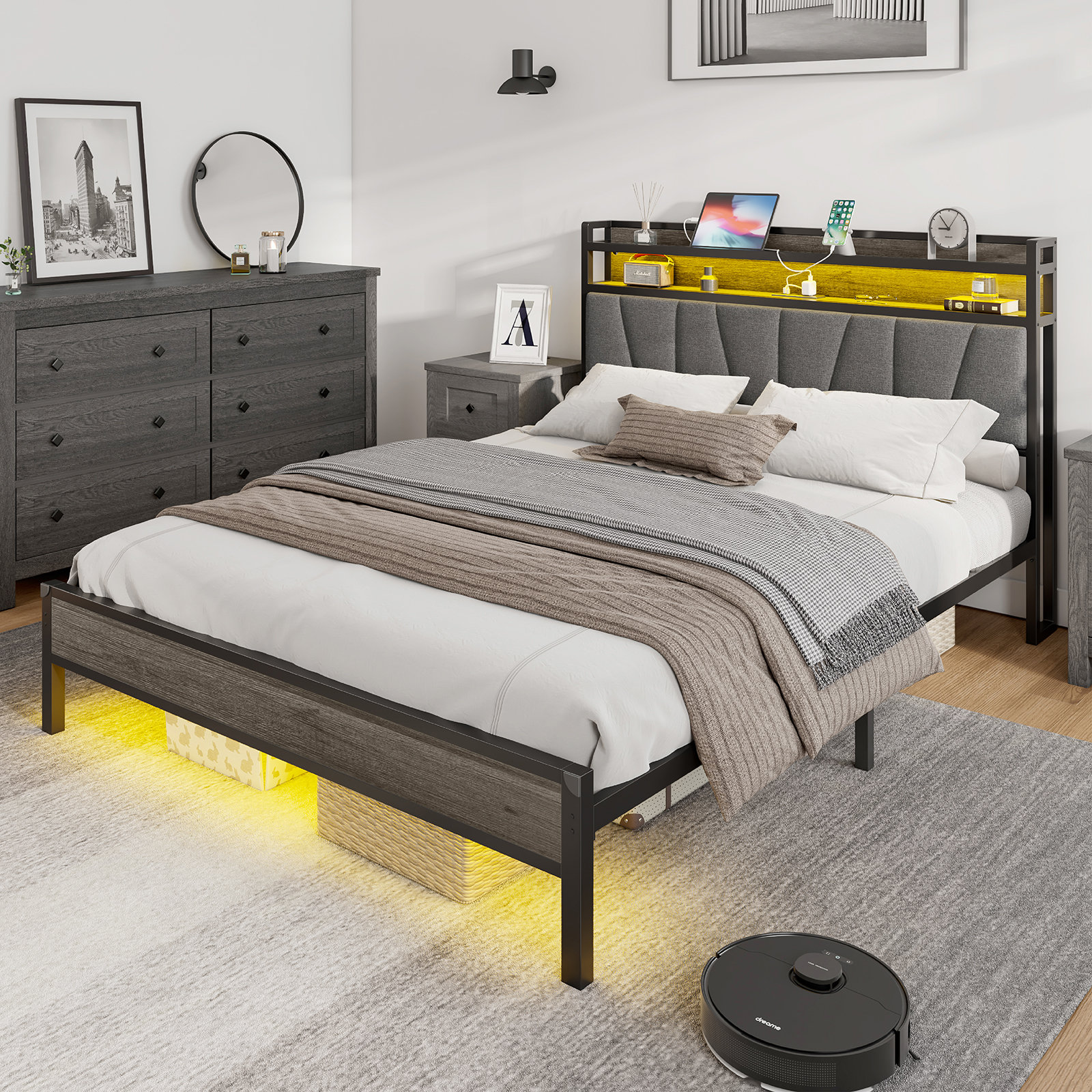 Trent Austin Design® Tryston LED Platform Bed with Charging Station ...