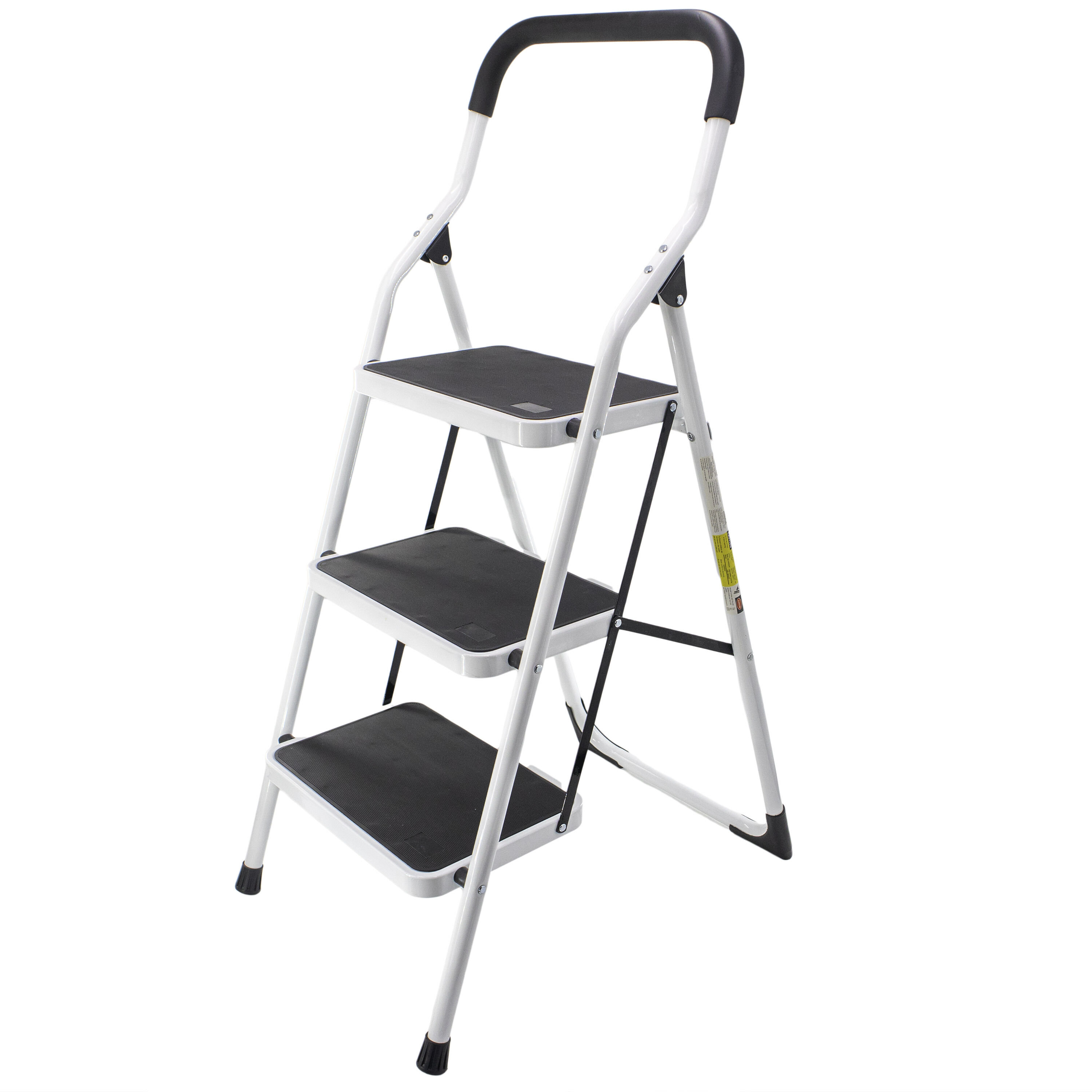 WFX Utility™ Metal 3 Step Stool Ladder Foldable With Non Slip Ergonomic ...