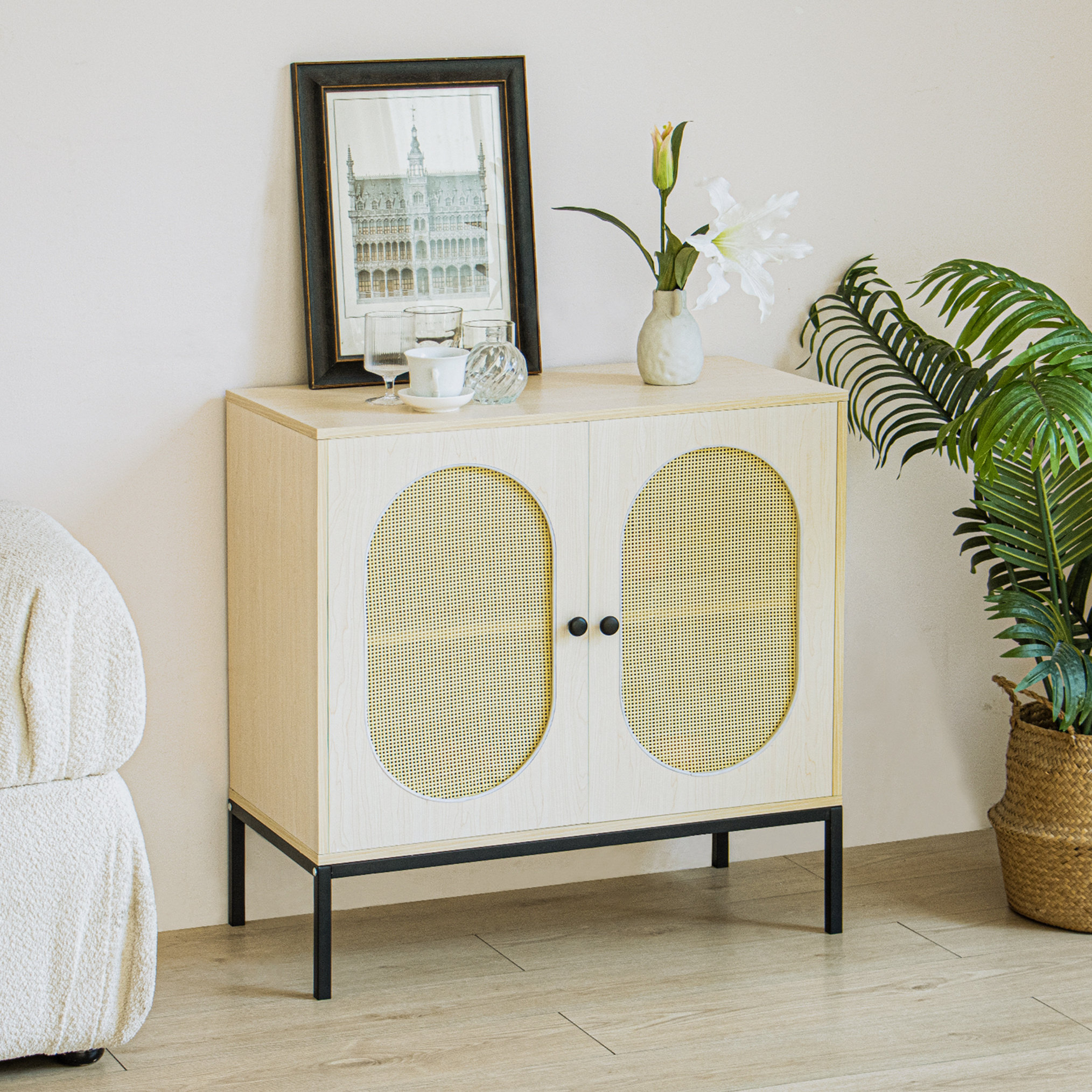 Bay Isle Home™ Osier Farmhouse Furniture 2 Door Accent Cabinet Entryway ...