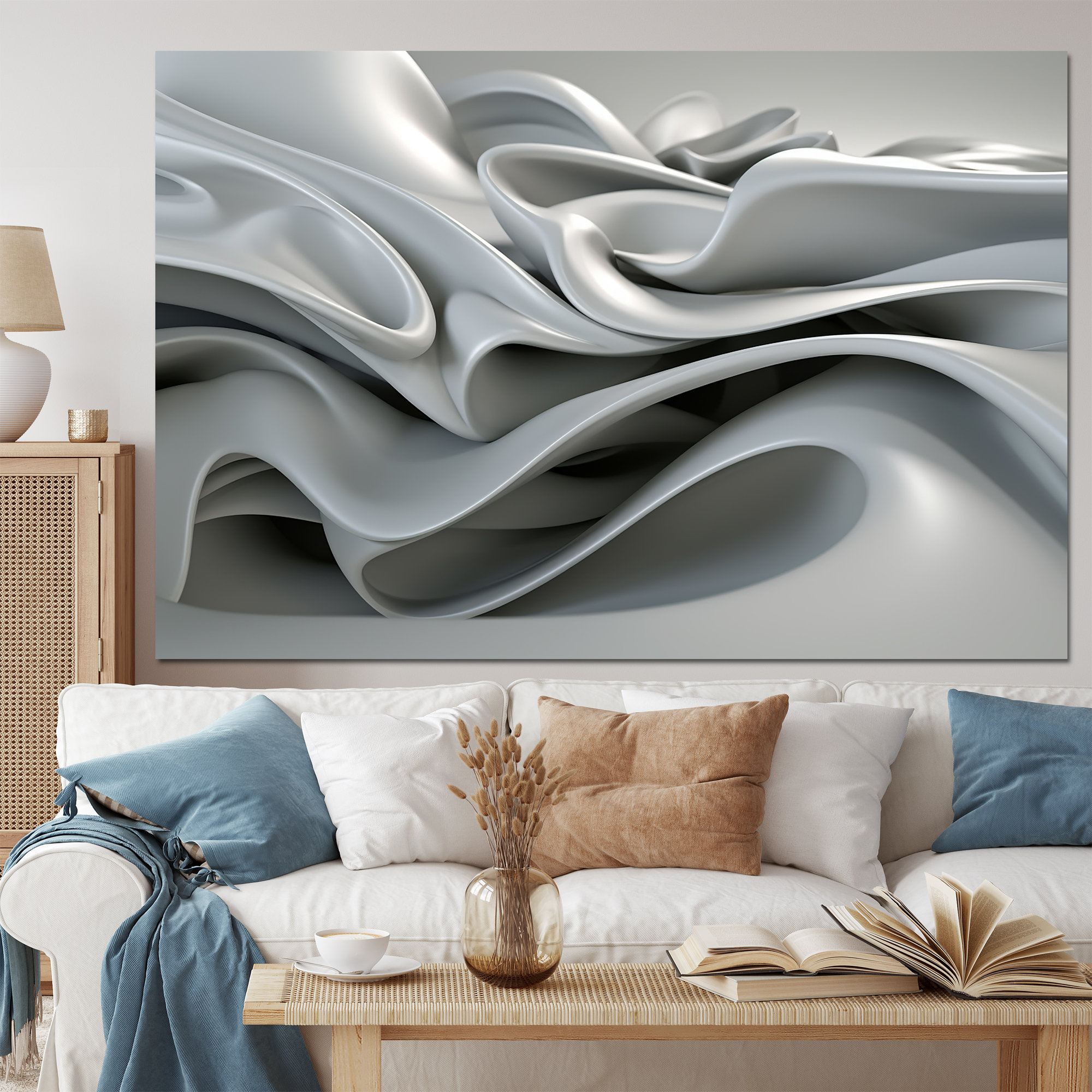 Ivy Bronx Grey Infinite Ripples - Modern Waves Canvas Art Print | Wayfair