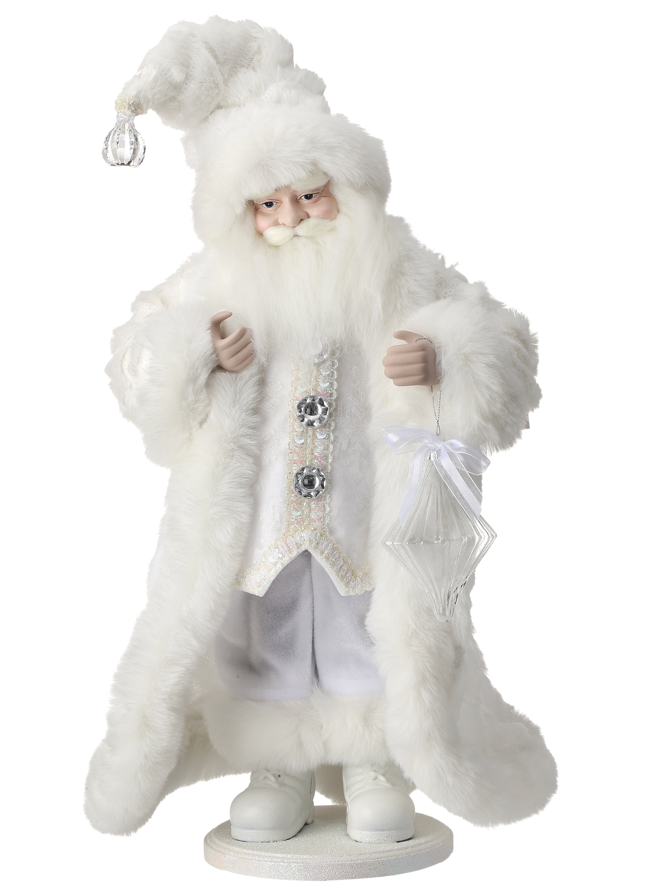 The Holiday Aisle® 21" Fabric Jewel Winter Santa | Wayfair