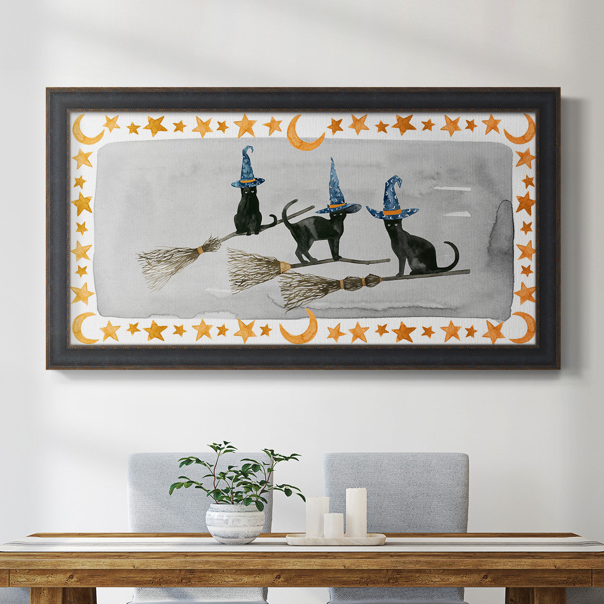 Trinx Black Cat - Single Picture Frame Print on Canvas | Wayfair