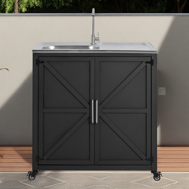 Modern Luxe Furniture Modular Outdoor Kitchen Sink With Cabinet | Wayfair
