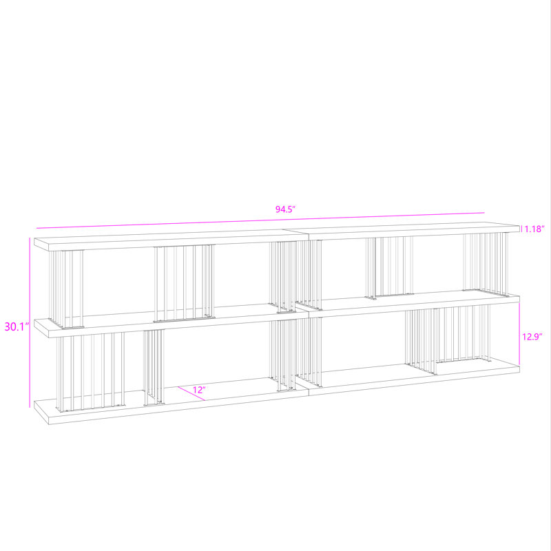 17 Stories 30" H x 94.5" W Iron Standard Bookcase & Reviews | Wayfair