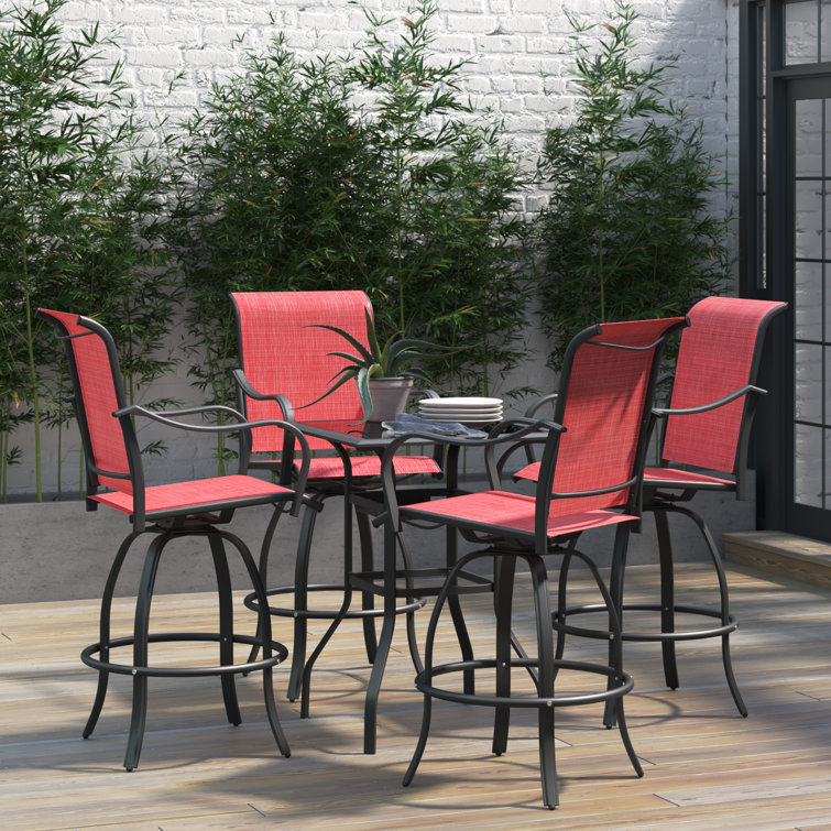 Steelside™ Motto Square 4 - Person Bar Height Bistro Dining Set ...