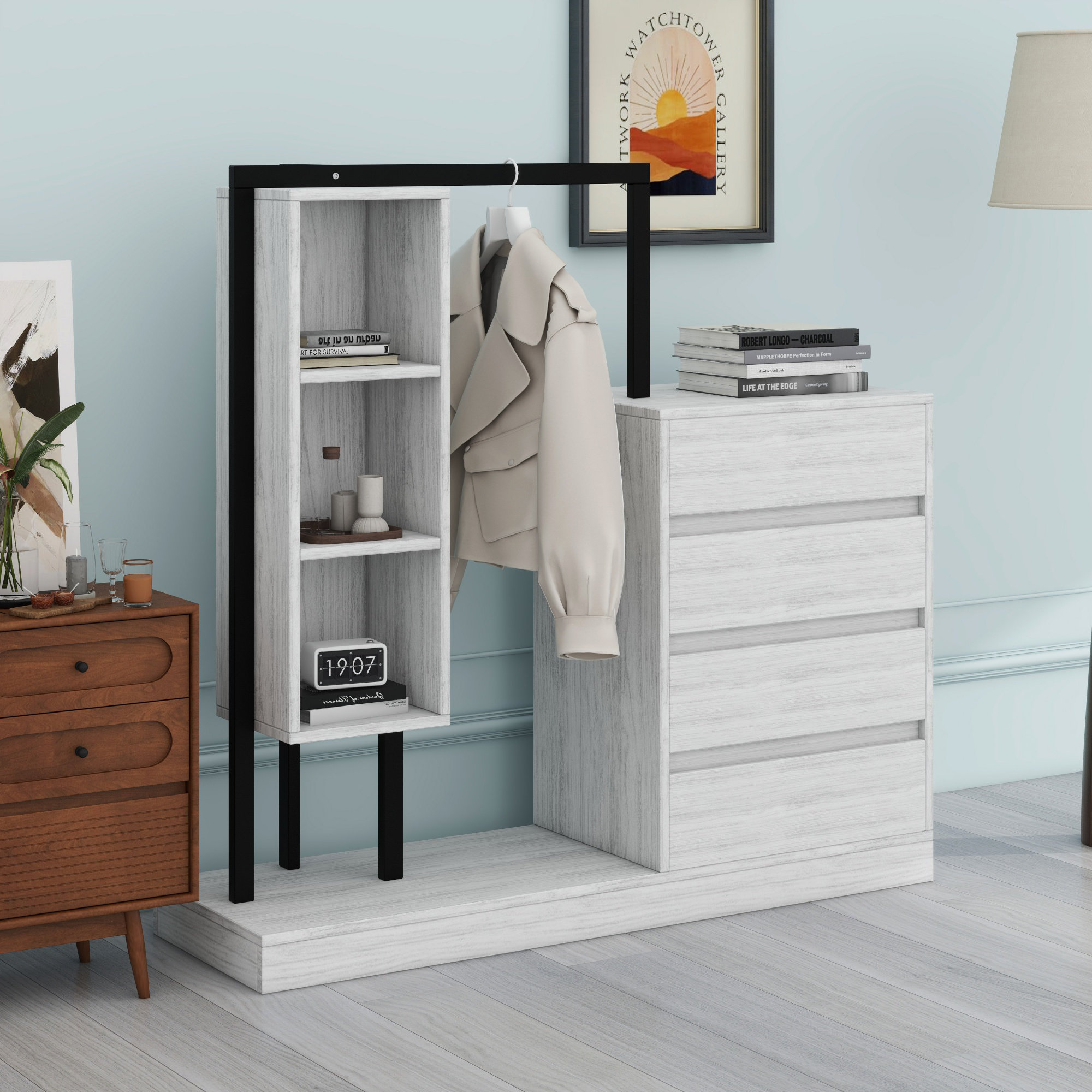 17 Stories Wardrobe With Drawers And Shelves - Wayfair Canada