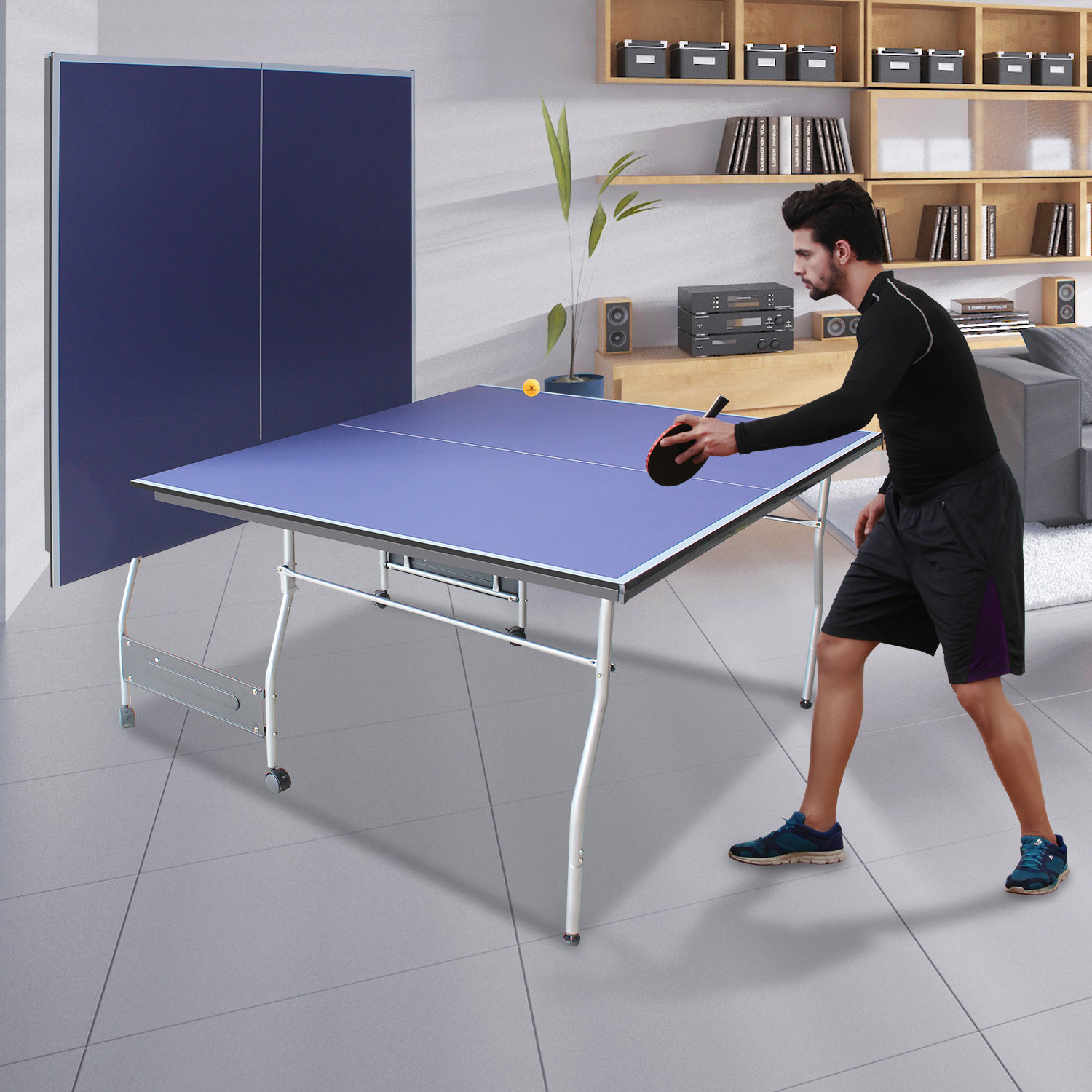 The Ai Furniture 8Ft Mid-Size Table Tennis Table Foldable & Portable ...