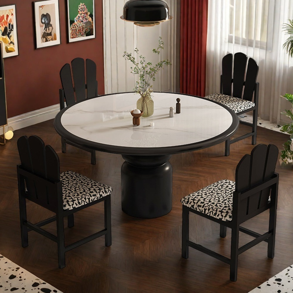 Elamer French style simple home round dining table set - Wayfair Canada