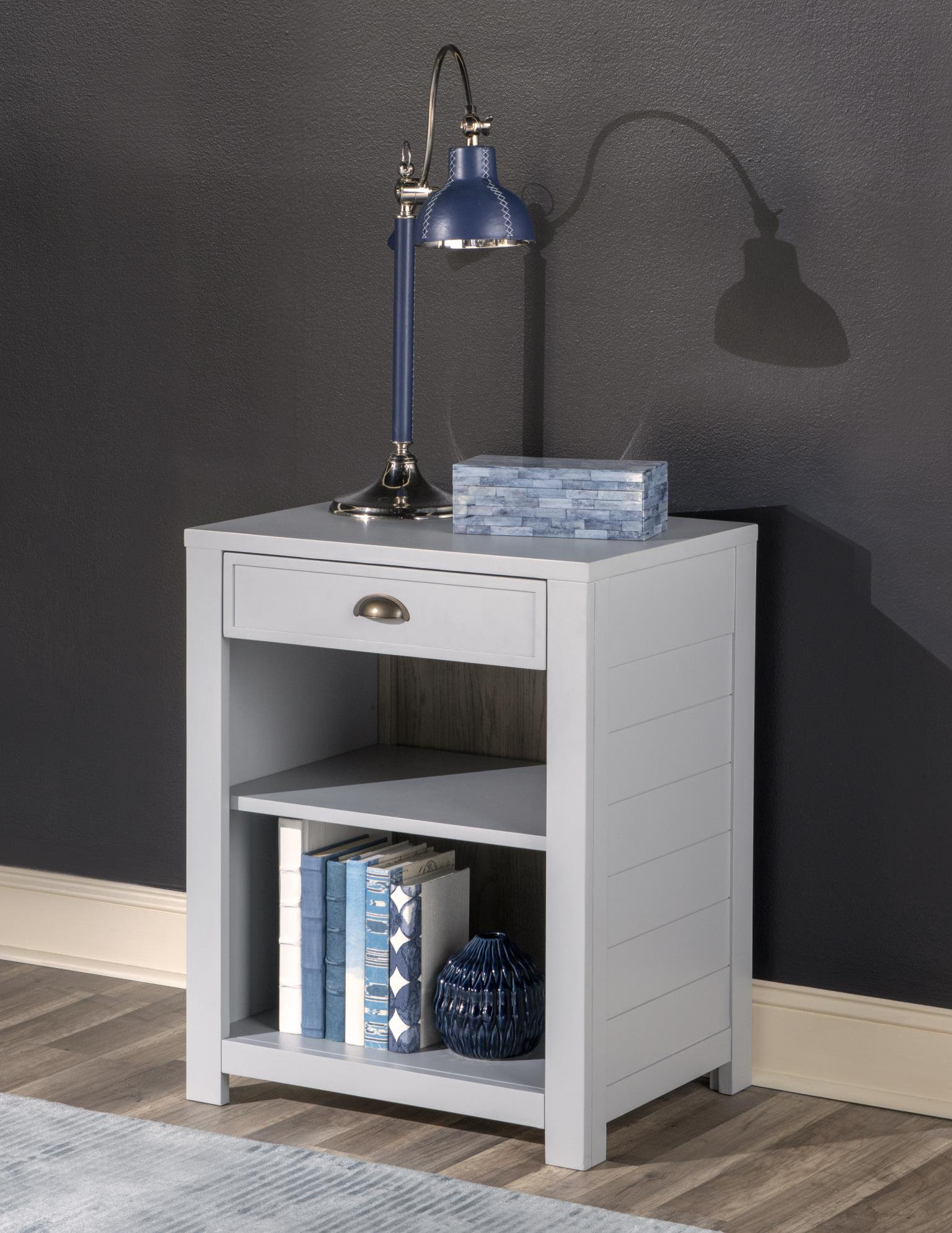Hokku Designs Synthia Square End Table, 1 Drawer, 2 Open Cubbies ...