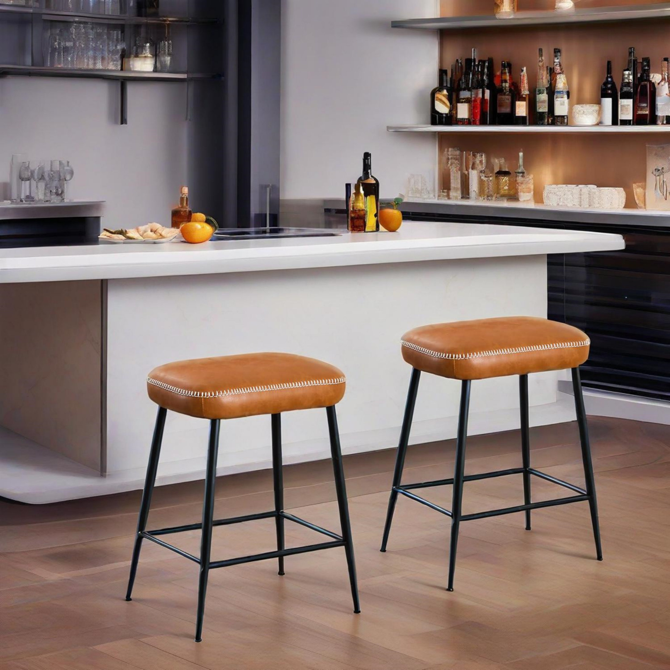 Corrigan Studio® Set Of 2 Brown 24" Metal Bar Stools With Adjustable ...