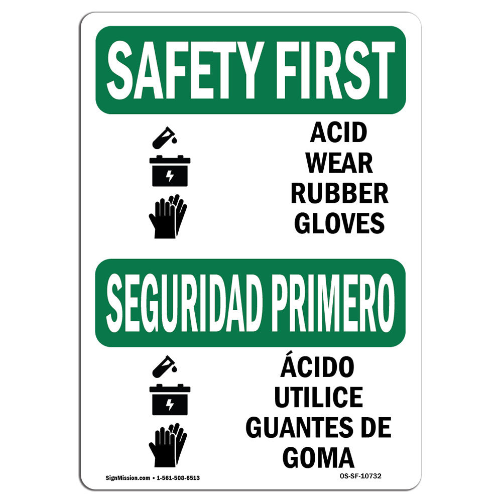 SignMission Acid Wear Rubber Gloves Bilingual Sign | Wayfair