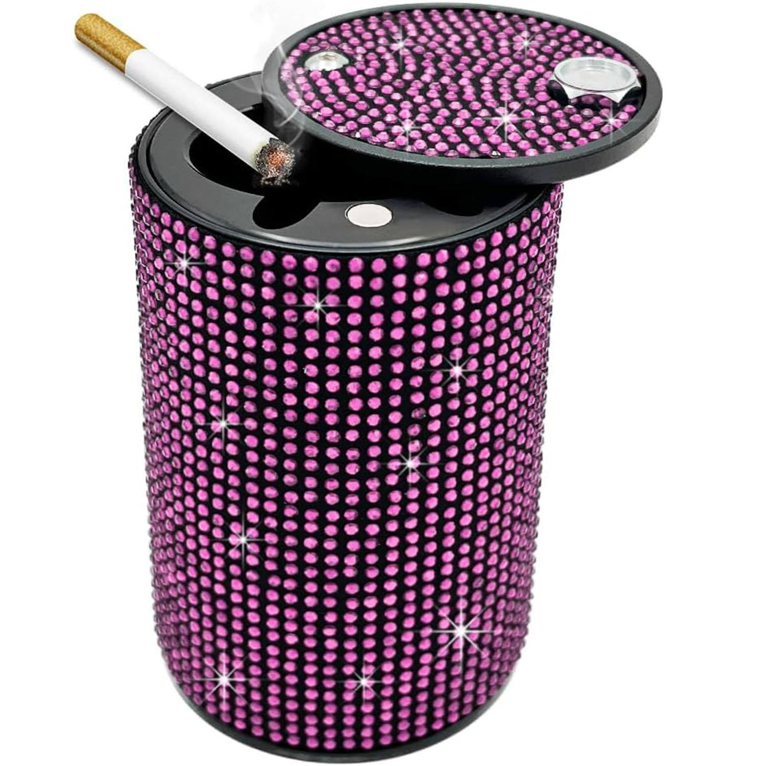 Amzico Auto Mini Car Ashtray Portable With Lid Smell Proof, Smokeless ...