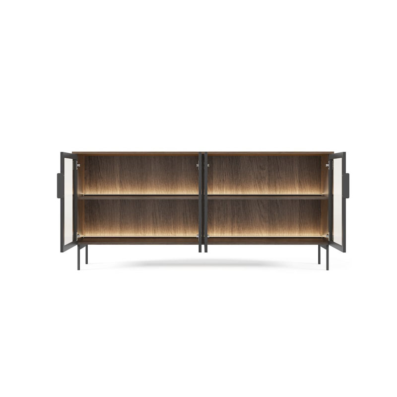 Metro Lane Lumi Display Glass-Fronted Sideboard Cabinet 181cm - Built ...