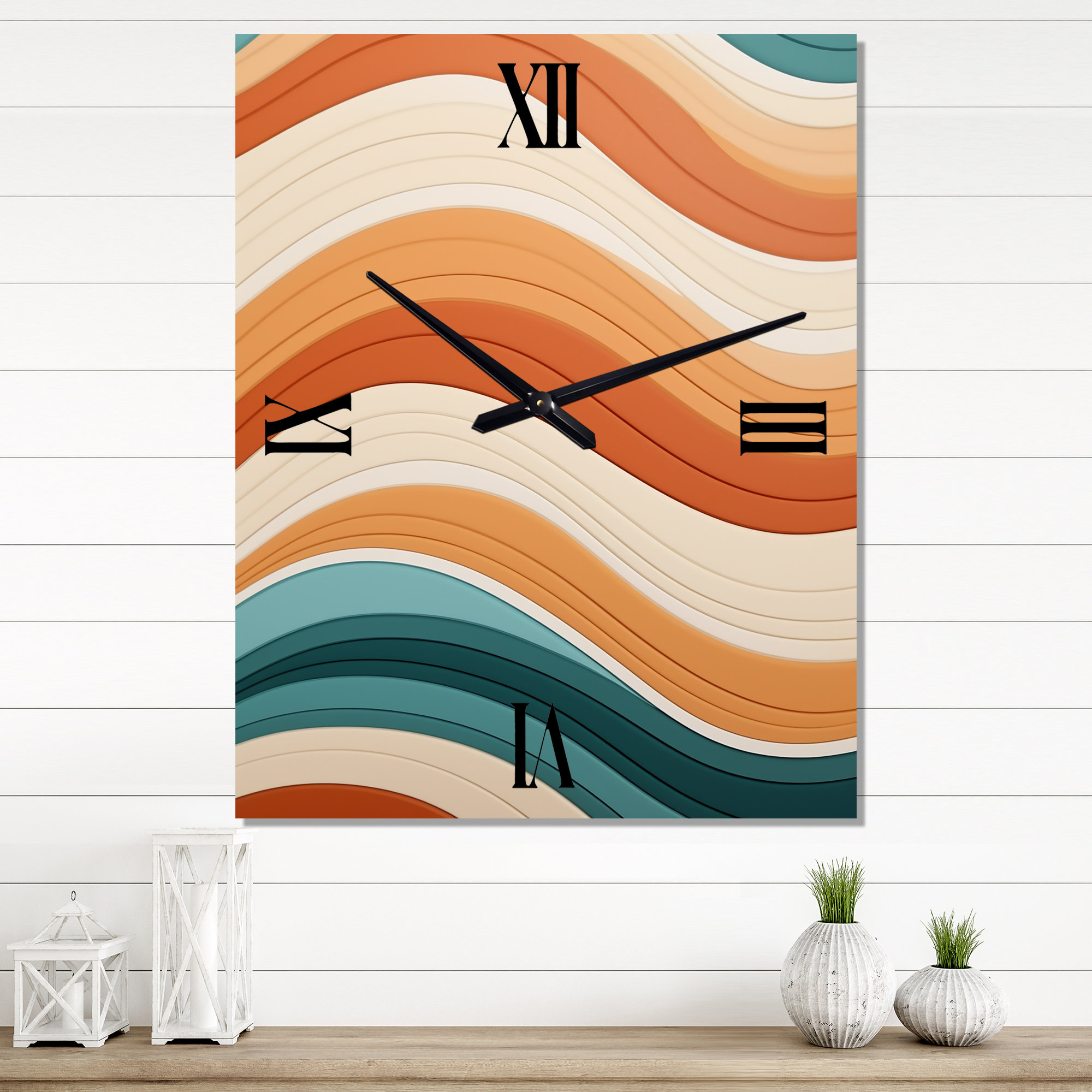 Design Art Waves Of Retro Elegance In Blue - Modern Midcentury Very ...