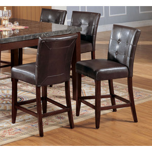 Red Barrel Studio® Set Of 2 Counter Height Chairs In Espresso PU And ...