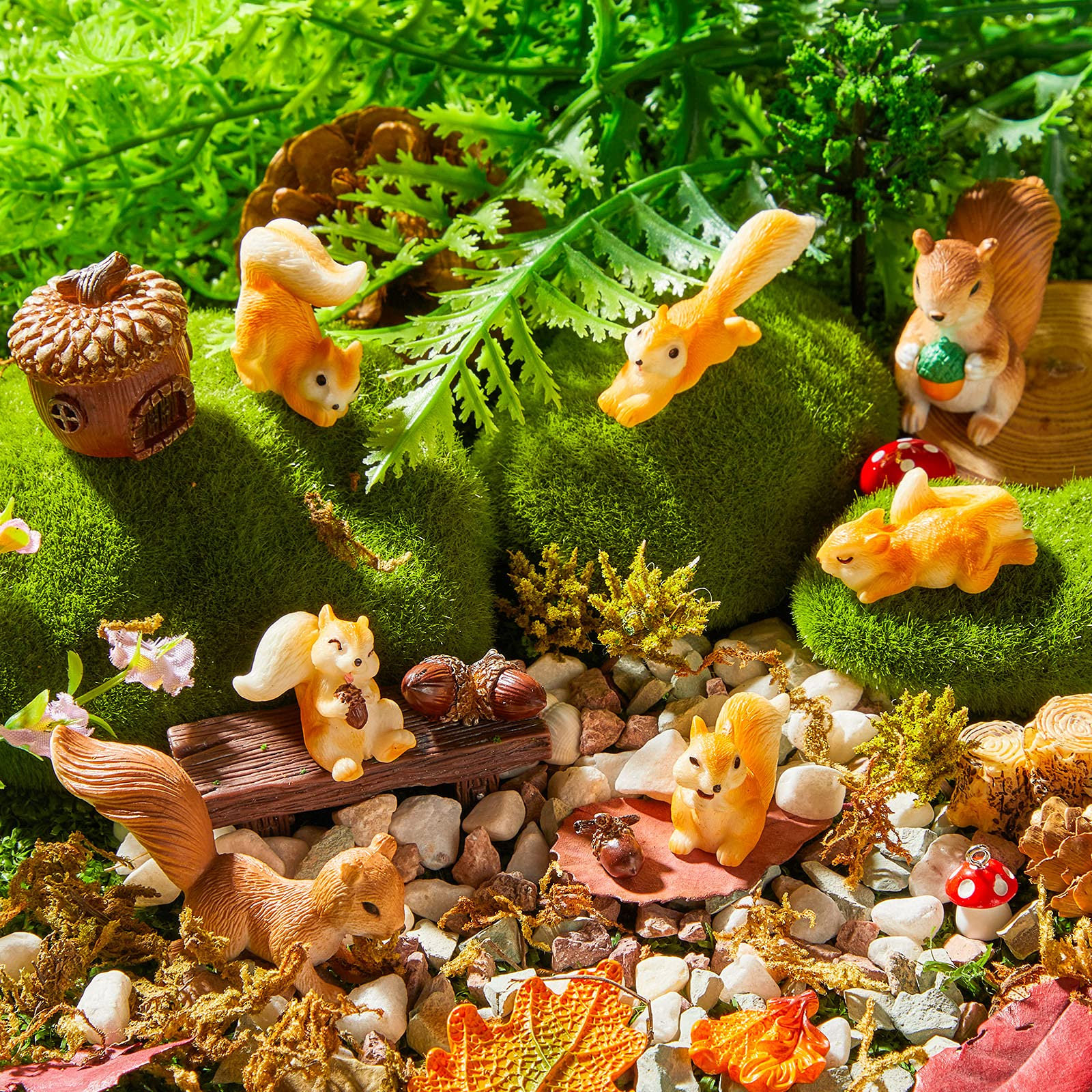 Millwood Pines 14 Mini Squirrel Statues Mini Garden Accessories Mini ...