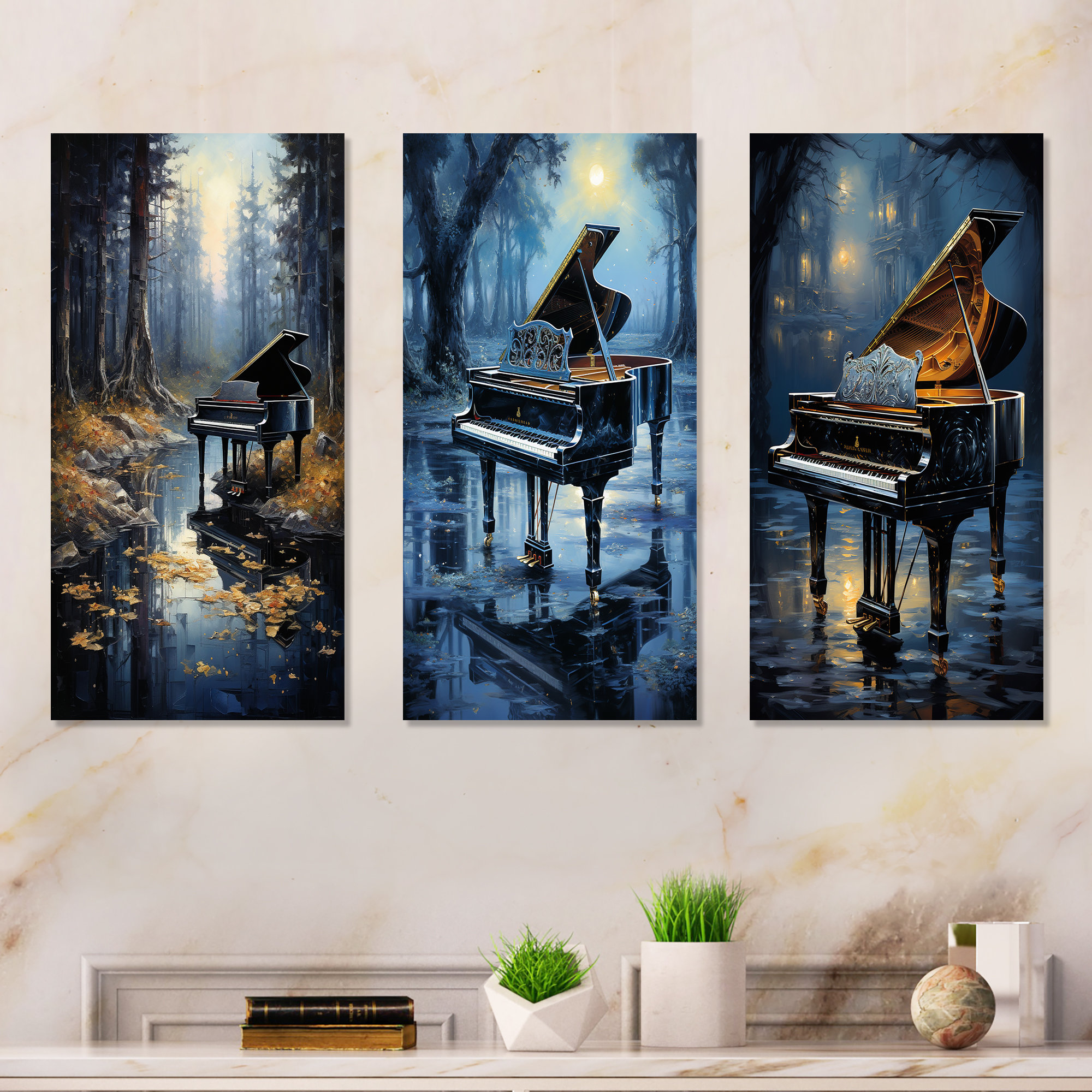 Winston Porter Piano Forest Reflection - Music Piano Canvas Art Print ...