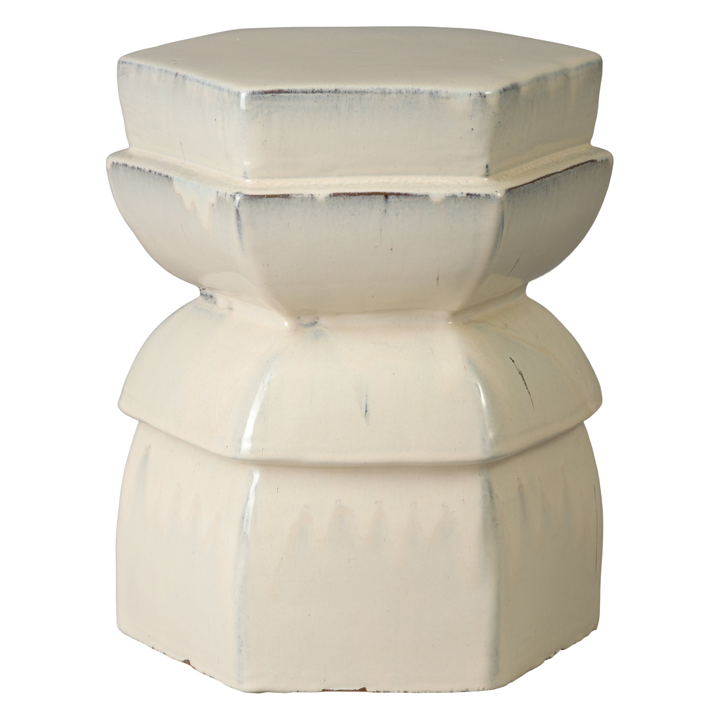 Red Barrel Studio® 18 in. H Glossy Cream Hexagon Ceramic Garden Stool ...