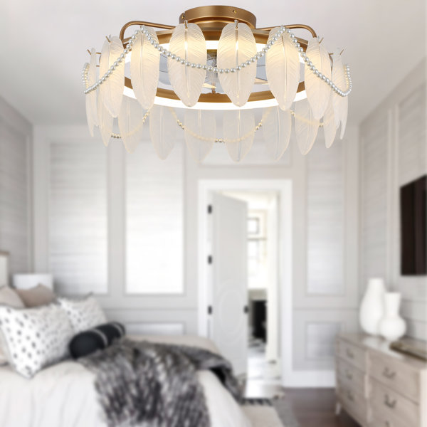 Mercer41 Shionna 20" Posh Glam Low Profile Reversible Ceiling Fan with ...