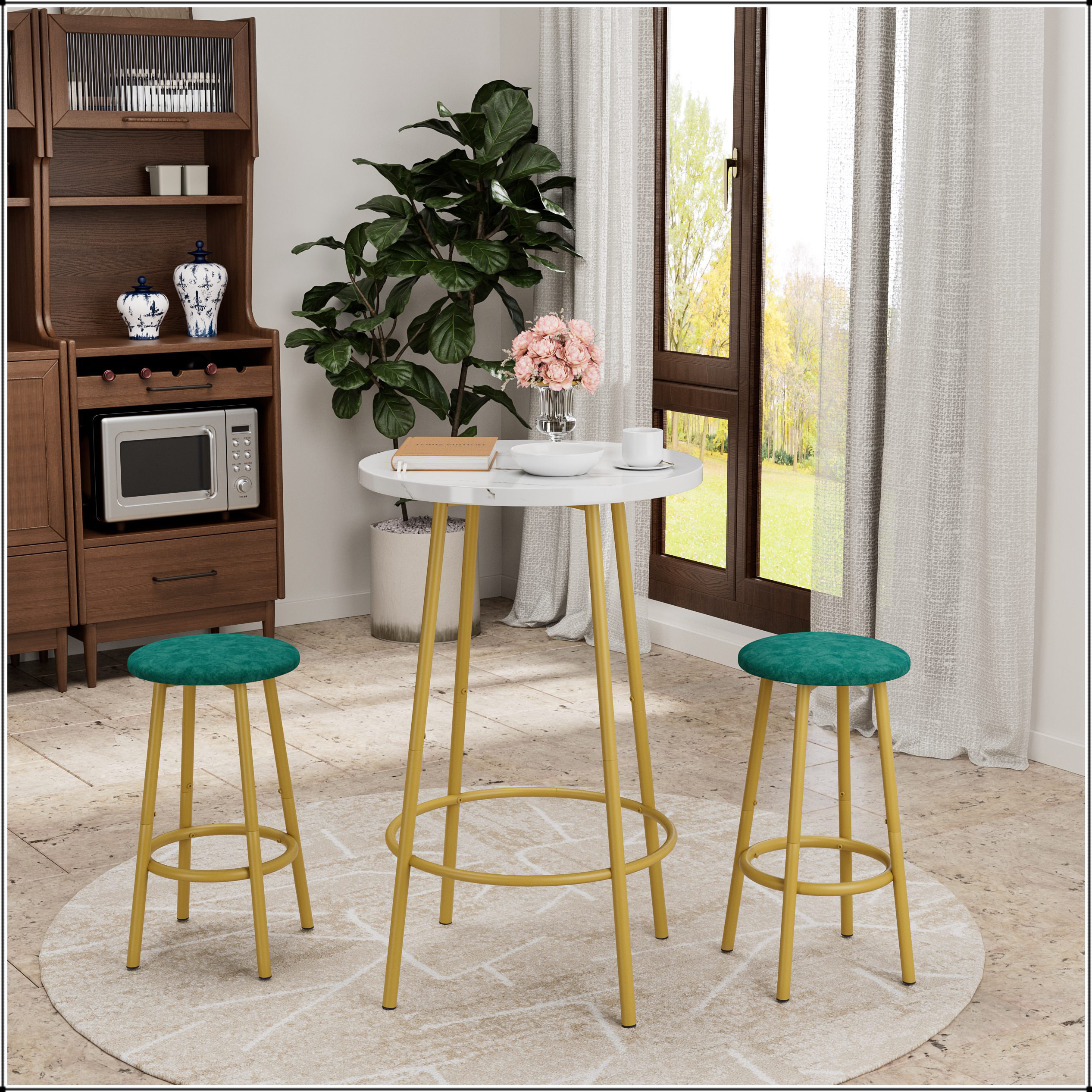 Ophelia & Co. 3-Piece Bar Table Set with 2 Bar Stools – Modern Pub ...