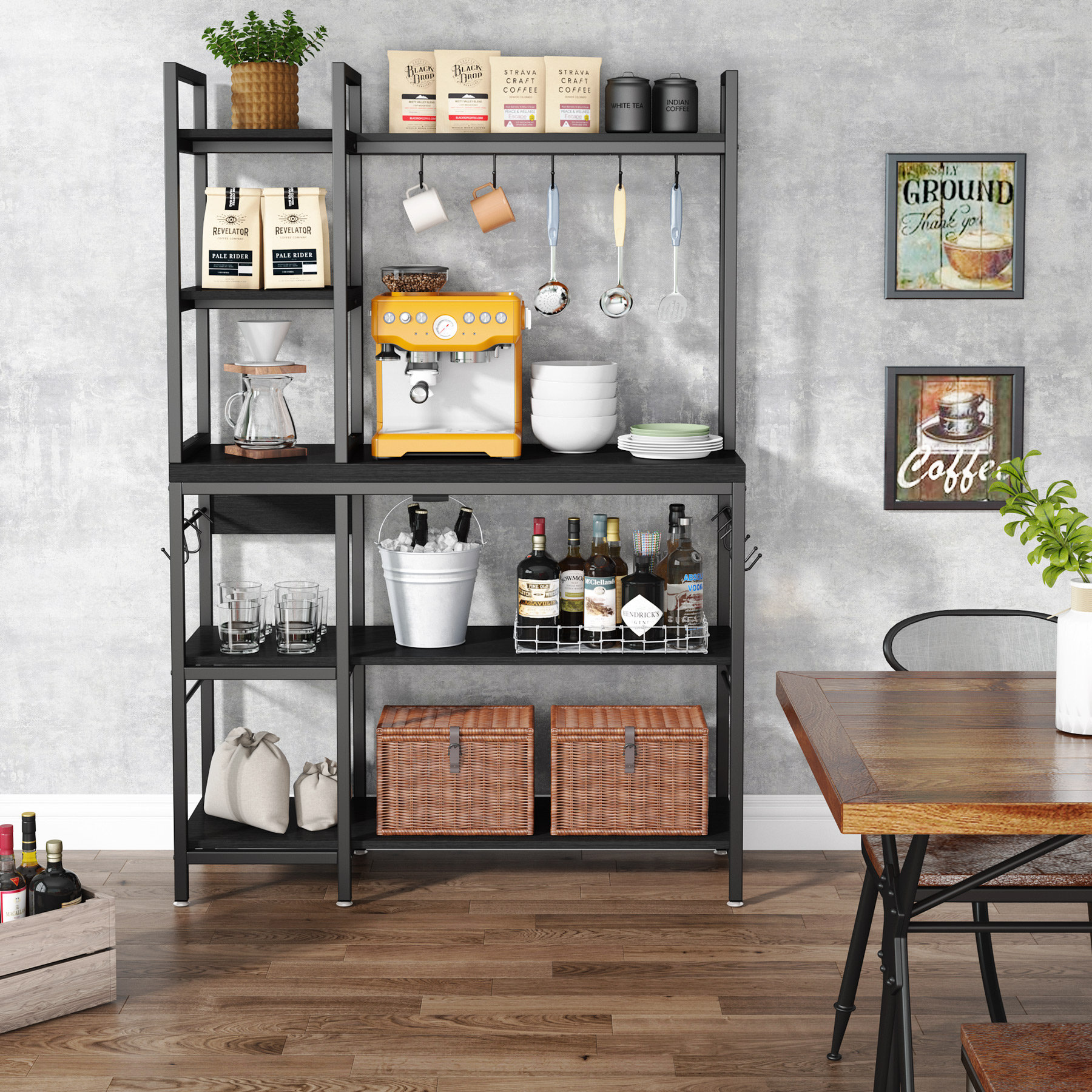 17 Stories 5-tiers Baker's Rack with Hooks for Kitchen & Reviews | Wayfair