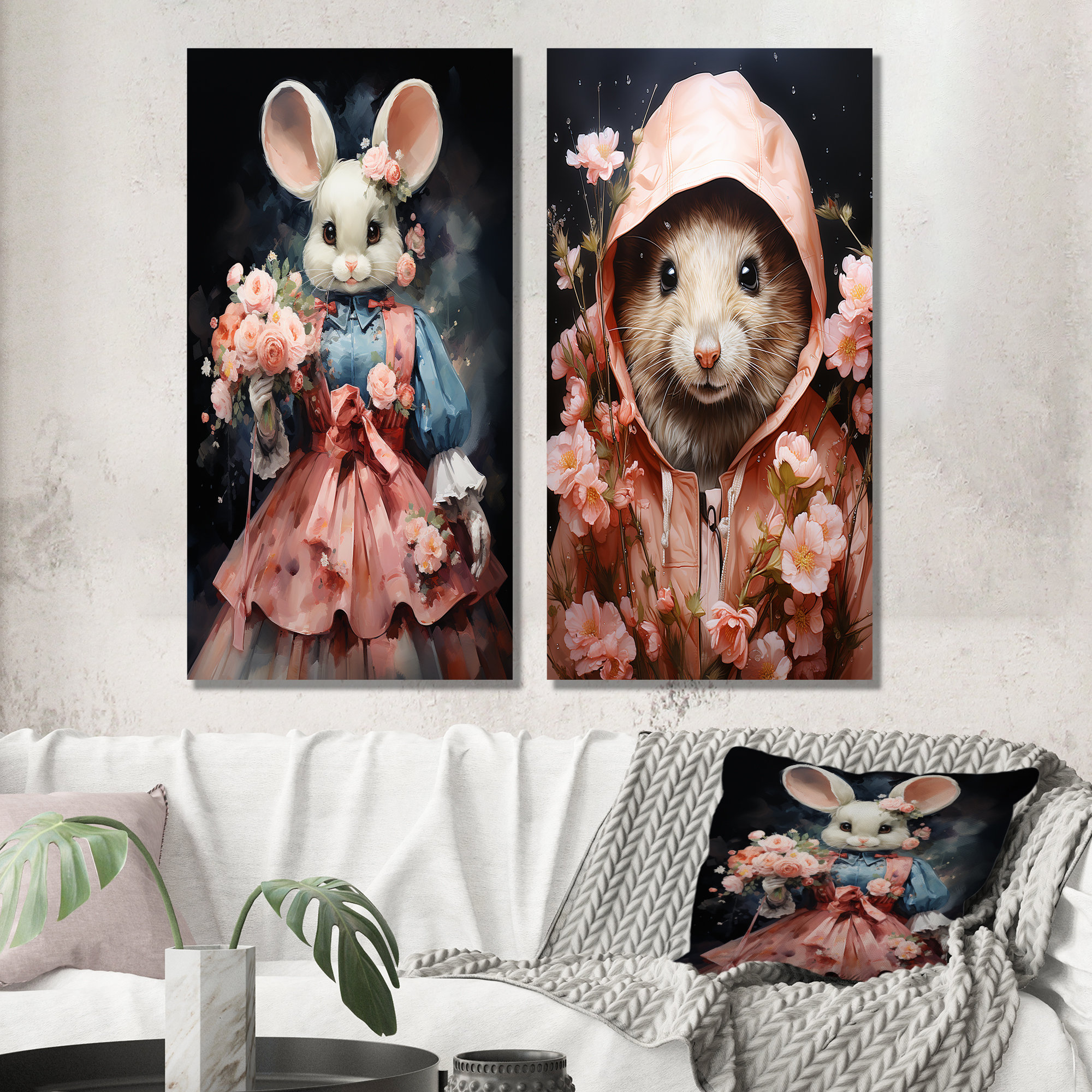 Trinx Rococo Cute Mouse Elegance In Pink Dress I - Rodent Metal Wall ...