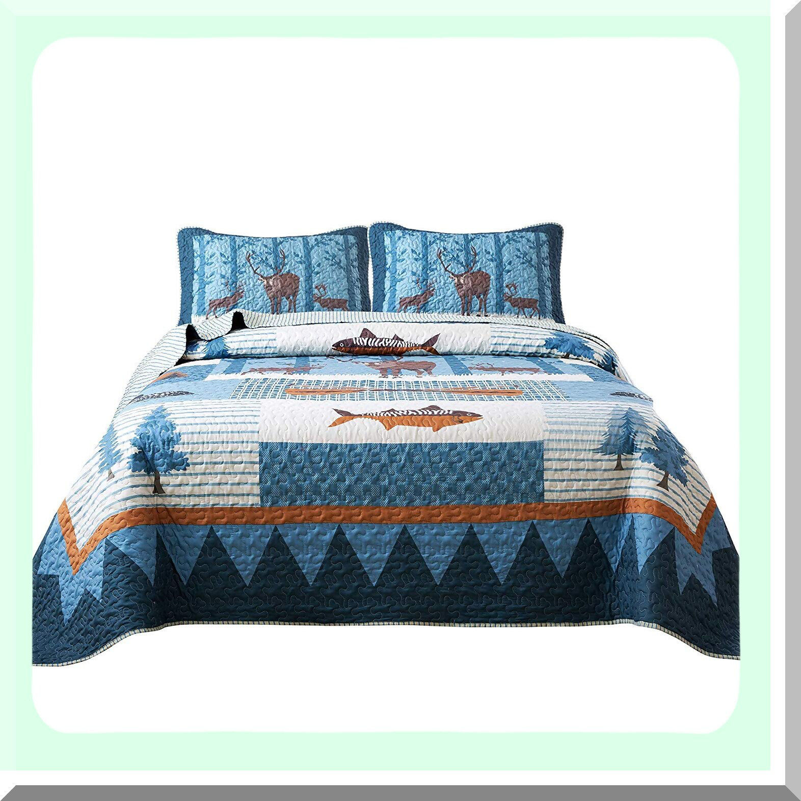 Loon Peak® Rustic Lodge Lake House Wildlife Quilt Set - Queen Size ...