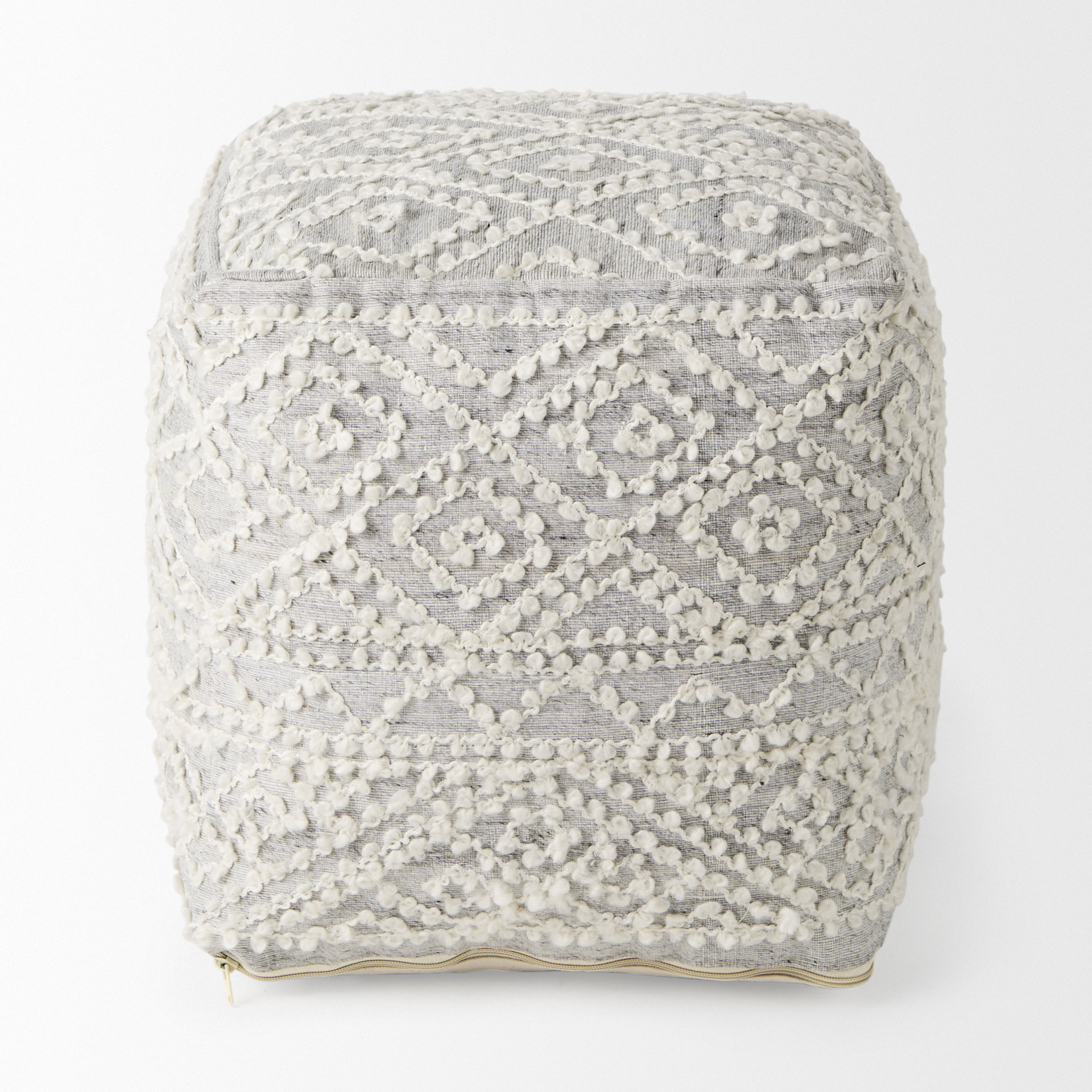 Dakota Fields Antavious 16'' Wide Square Geometric Pouf Ottoman ...